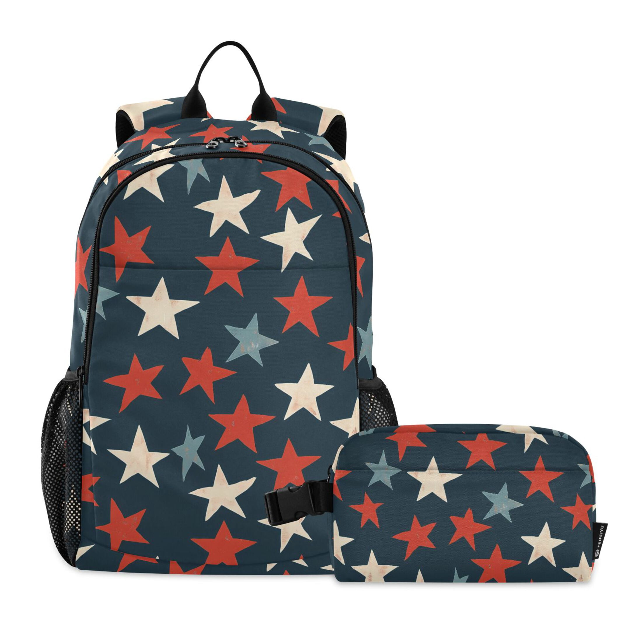 ALAZA Stars Retro School Backpack Lunch Box Set Student Bookbag ...