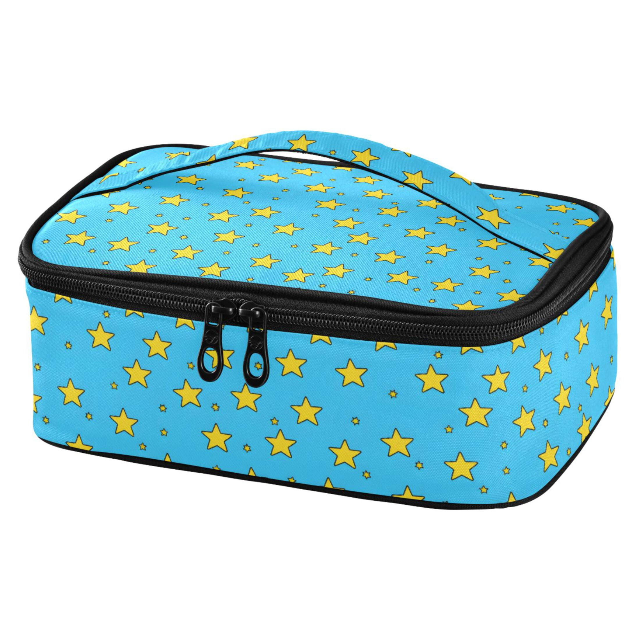 ALAZA Stars Yellow Lunch Box Insulated Reusable Cooler Tote Bag School ...
