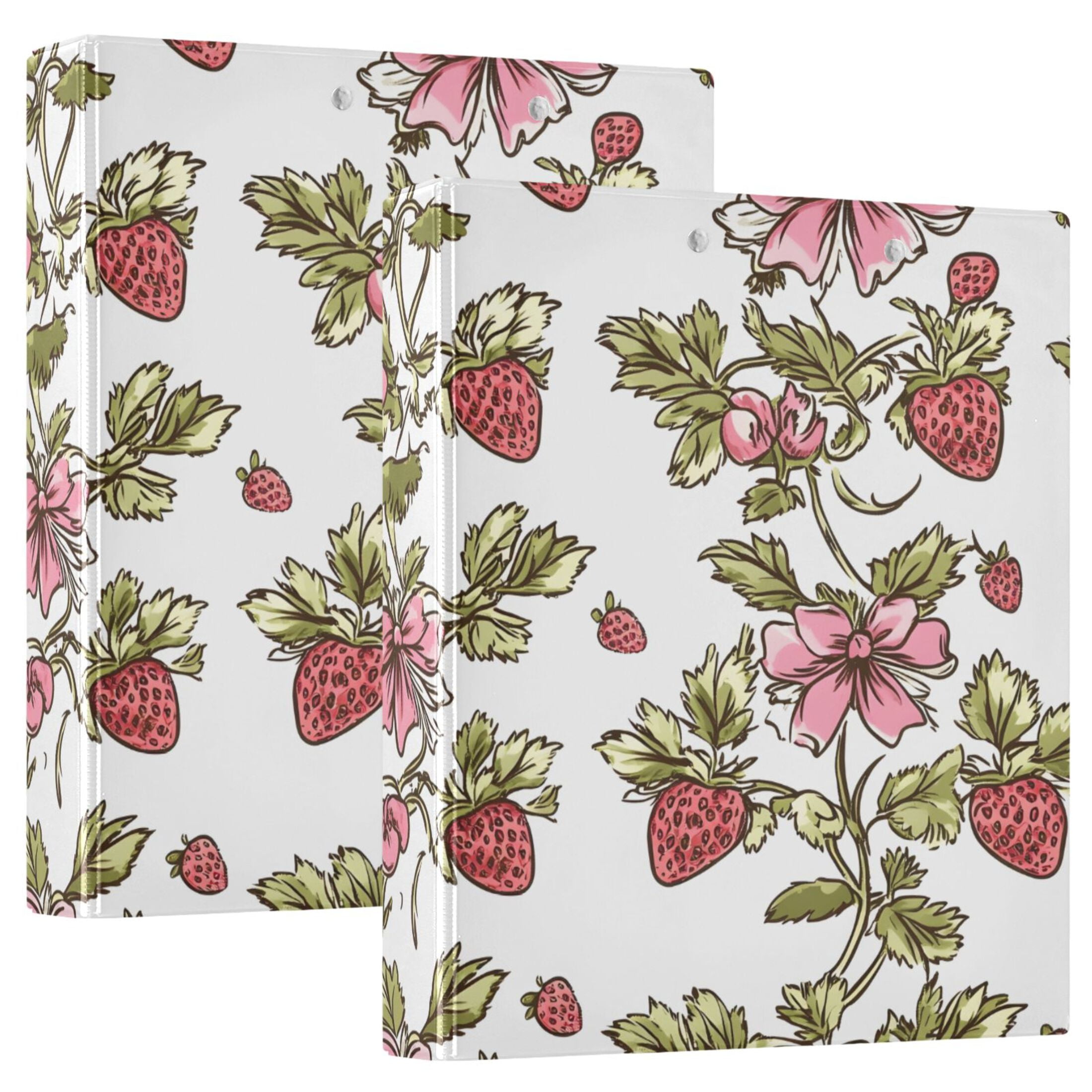 ALAZA Strawberries Hardcover 3 Ring Binder 1.5" Round Rings Interior ...