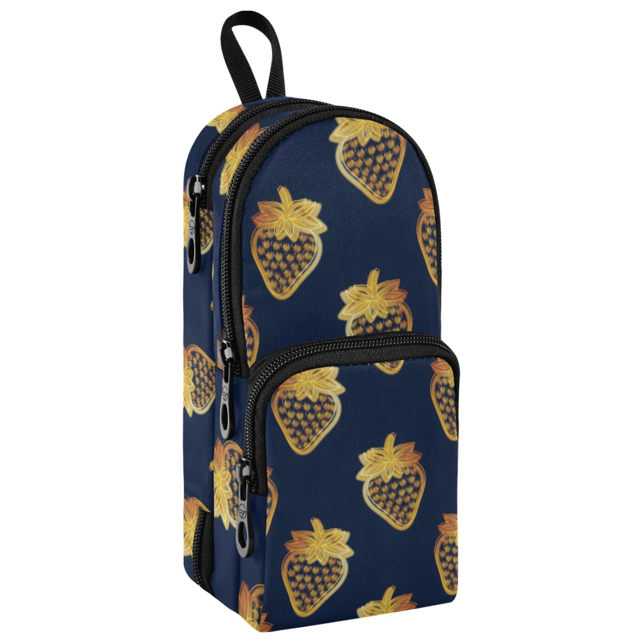 ALAZA Strawberry Gold Pencil Case Pen Pouch Stationery Organizer Bag ...