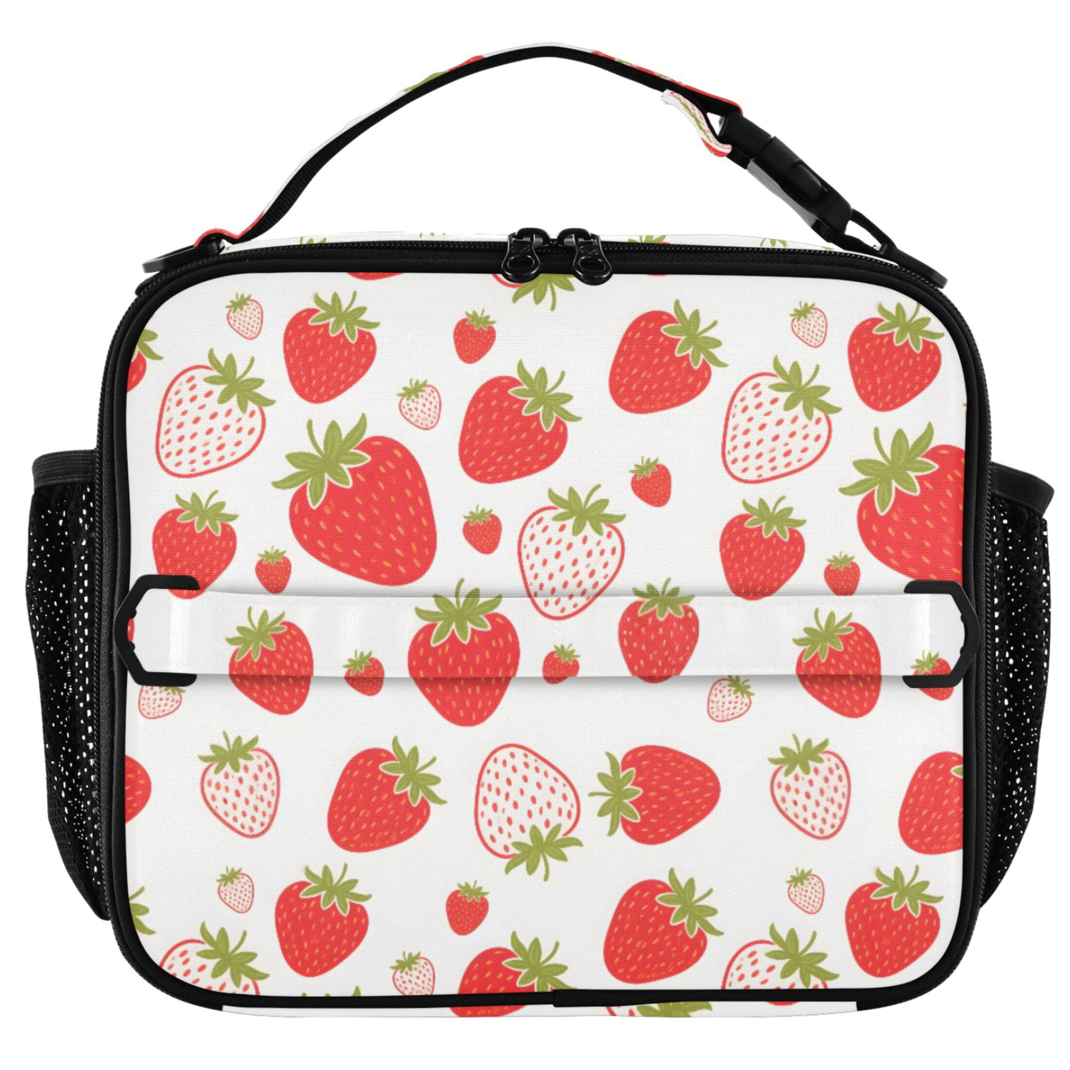 ALAZA Strawberry Red Insulated Lunch Box Lunch Bag Cooler Tote with ...