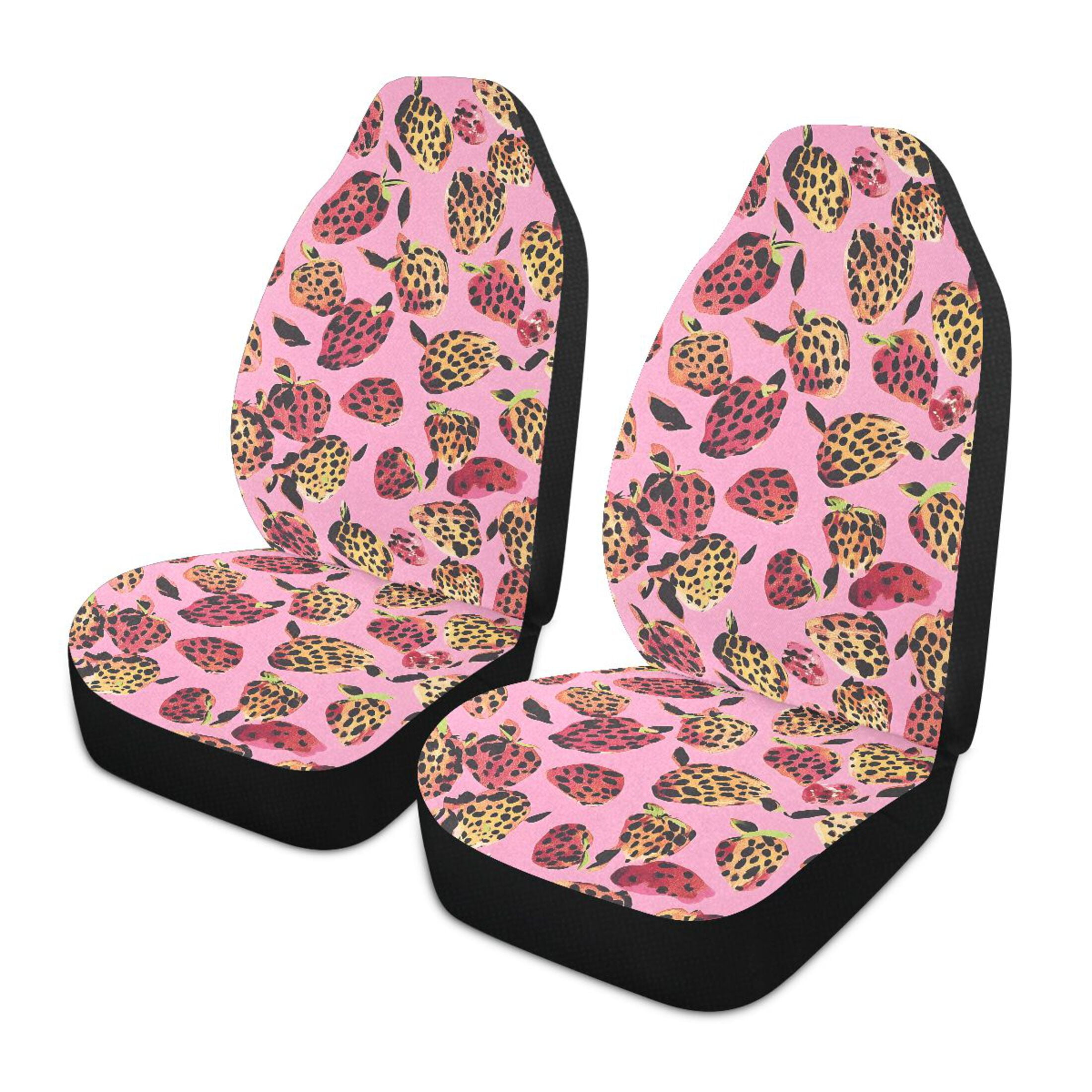 ALAZA Strawberry Shape Leopard Car Seat Covers 2 PCs Universal Auto ...