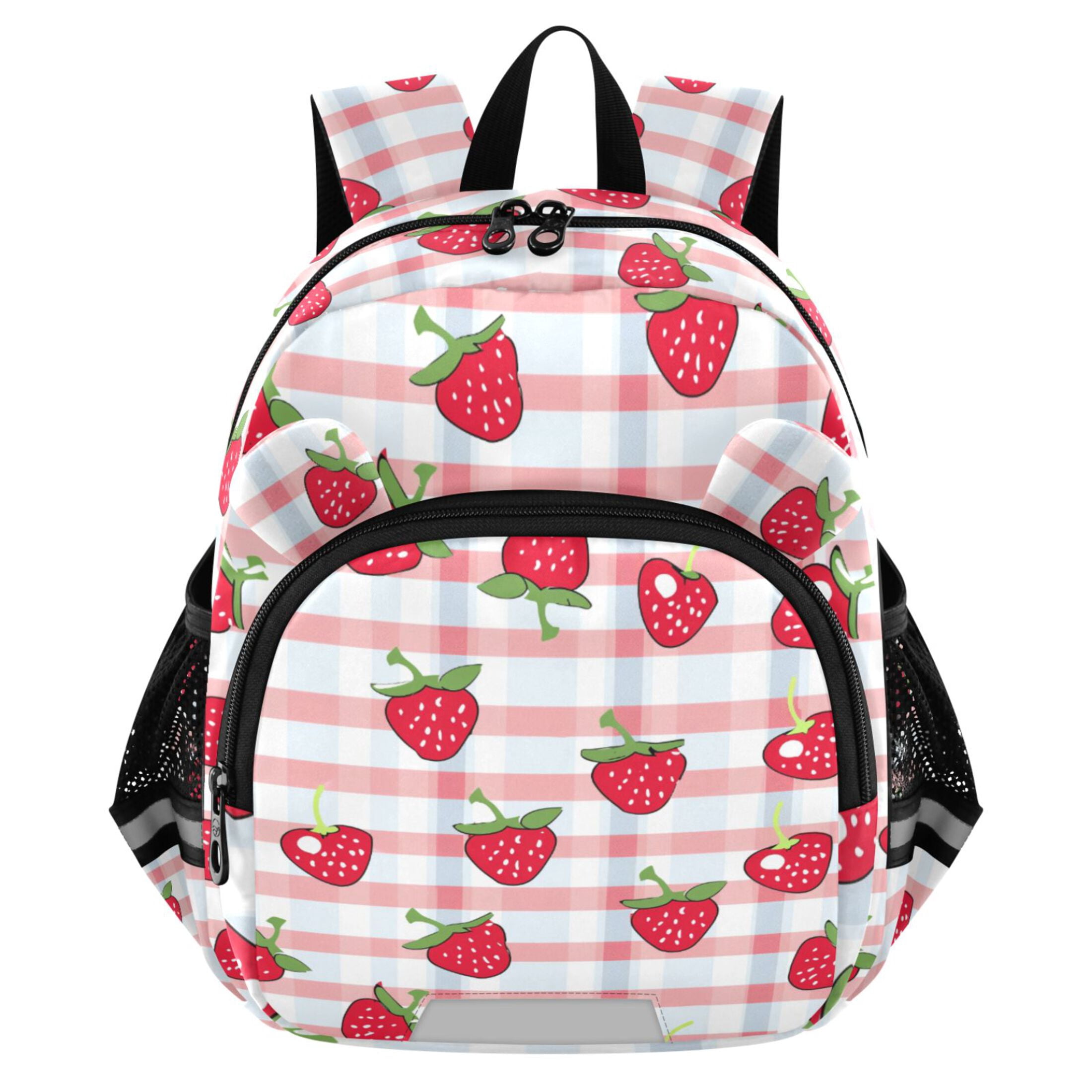 ALAZA Strawberry on Checkered Mini Backpack School Bookbag Age 3-7 ...