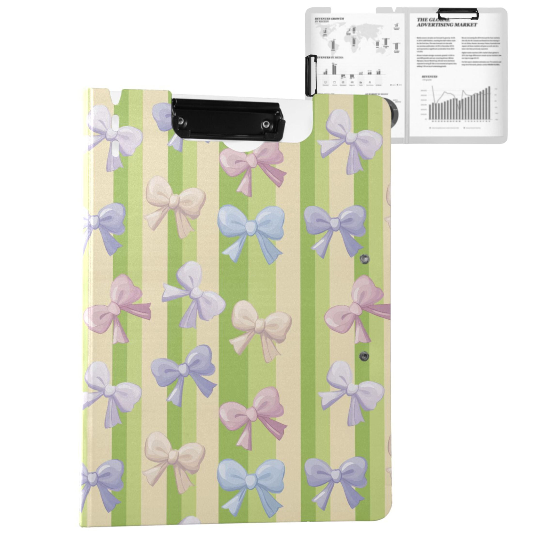 ALAZA Striped Bows A4 Foldable Clipboard 360 Degree Folder Binder ...
