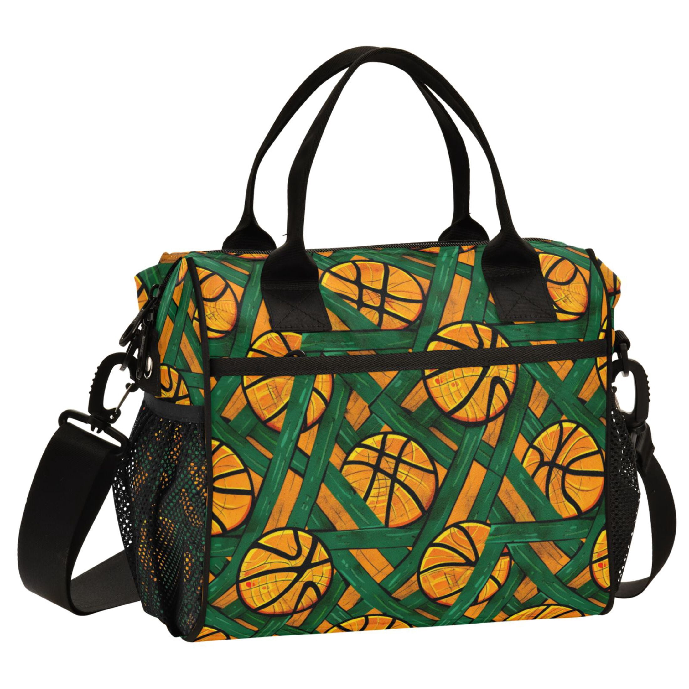 ALAZA Stripes Basketballs Print Cooler Lunch Bag Insulated Reusable ...