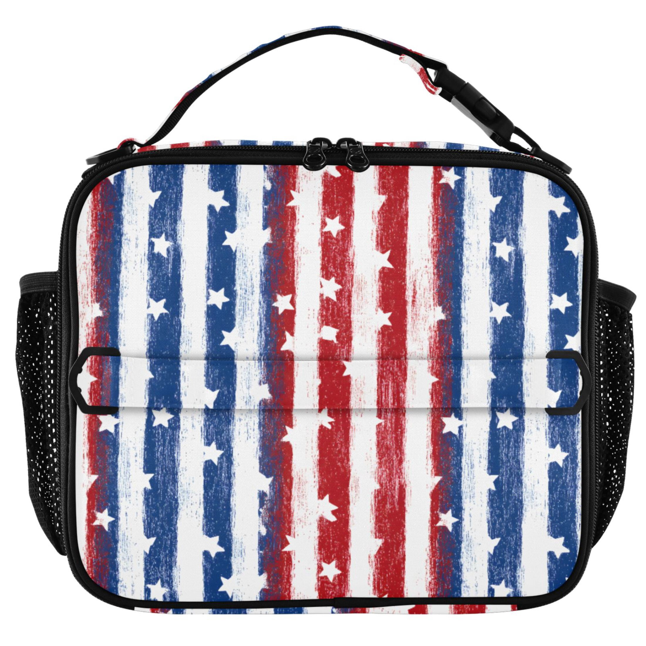 ALAZA Stripes Stars-s1 Insulated Lunch Box Lunch Bag Cooler Tote with ...