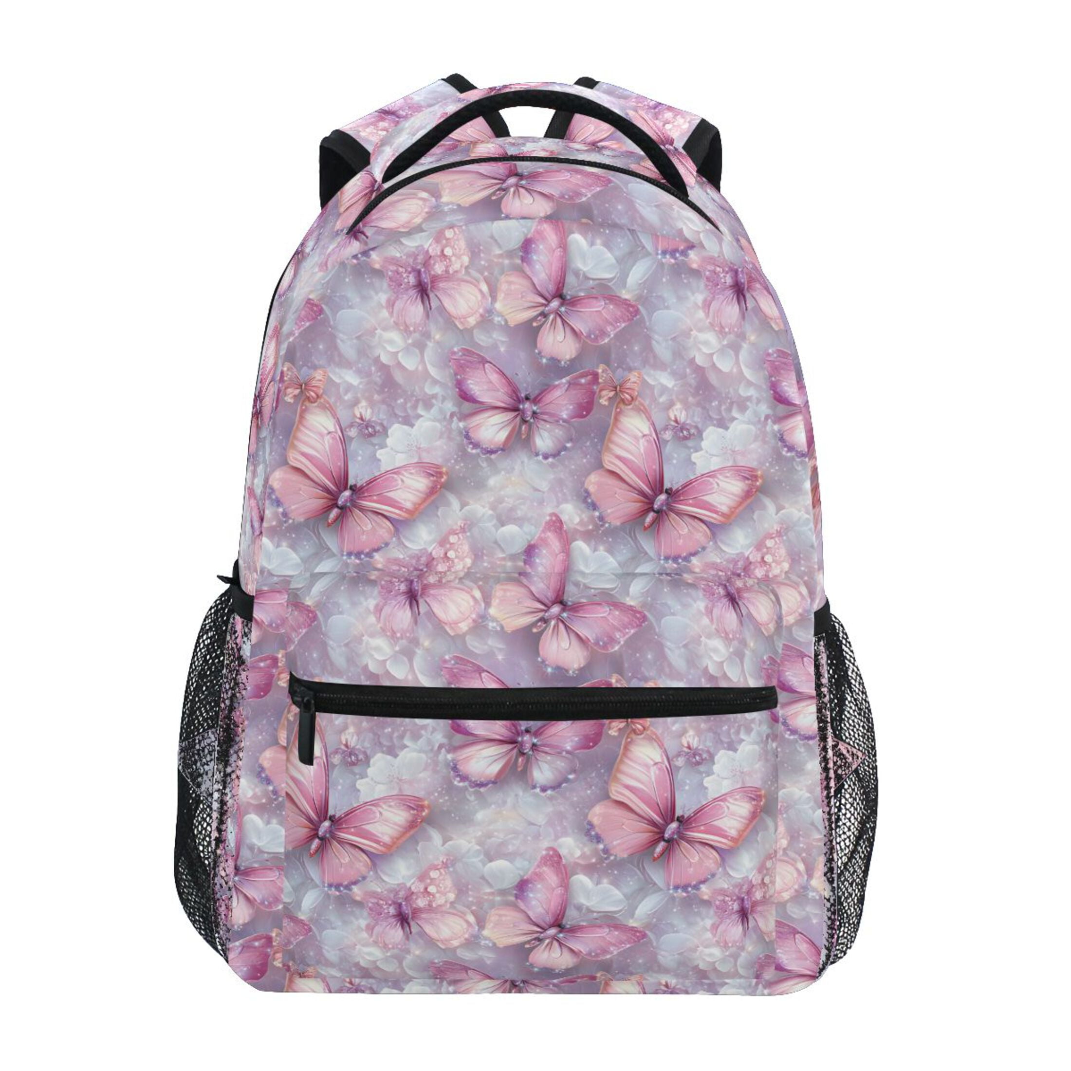 ALAZA Stylish Backpack Butterflies Pink Elementary Bookbag Personalized ...