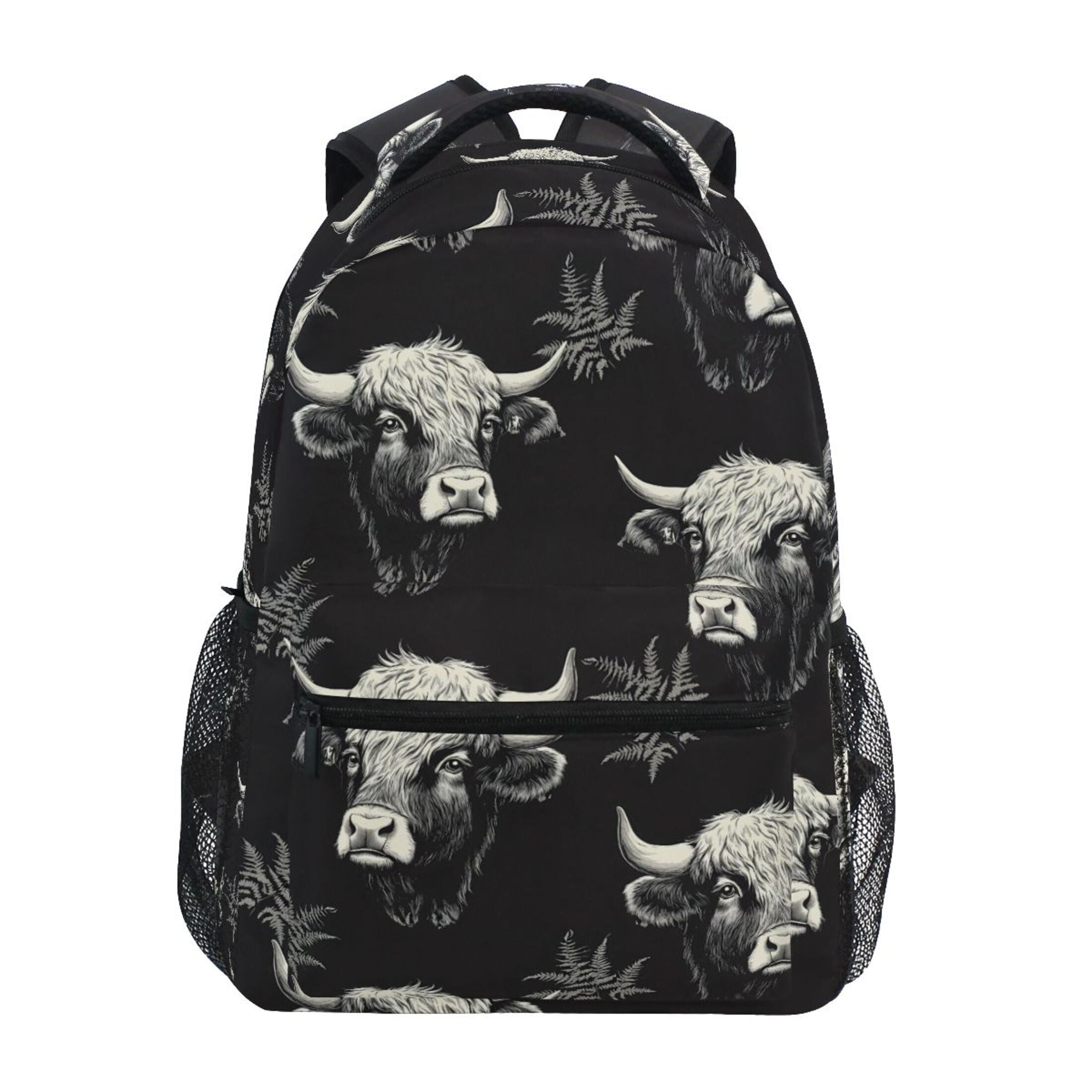ALAZA Stylish Backpack Highland Cattle Leaves-s1 Elementary Bookbag ...