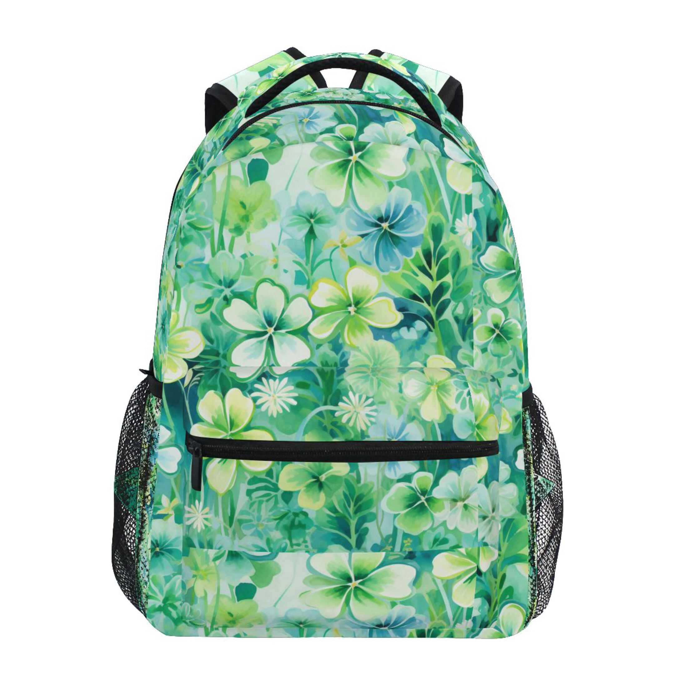 ALAZA Stylish Backpack St Patrick Clover Flower Elementary Bookbag ...