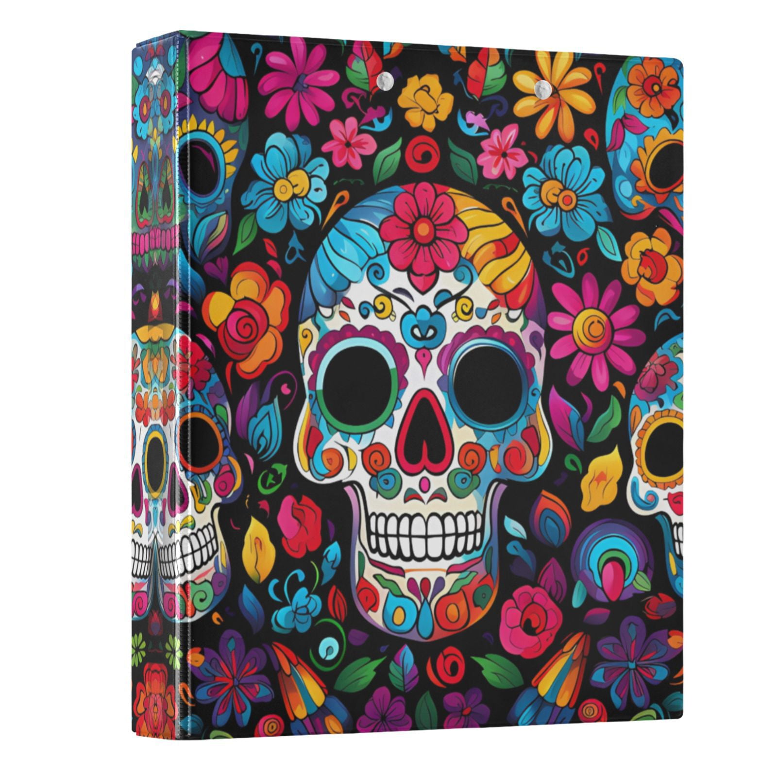 ALAZA Sugar Skull Day Of Dead 3 Ring Binder 1.5 Inch Three Ring Office ...