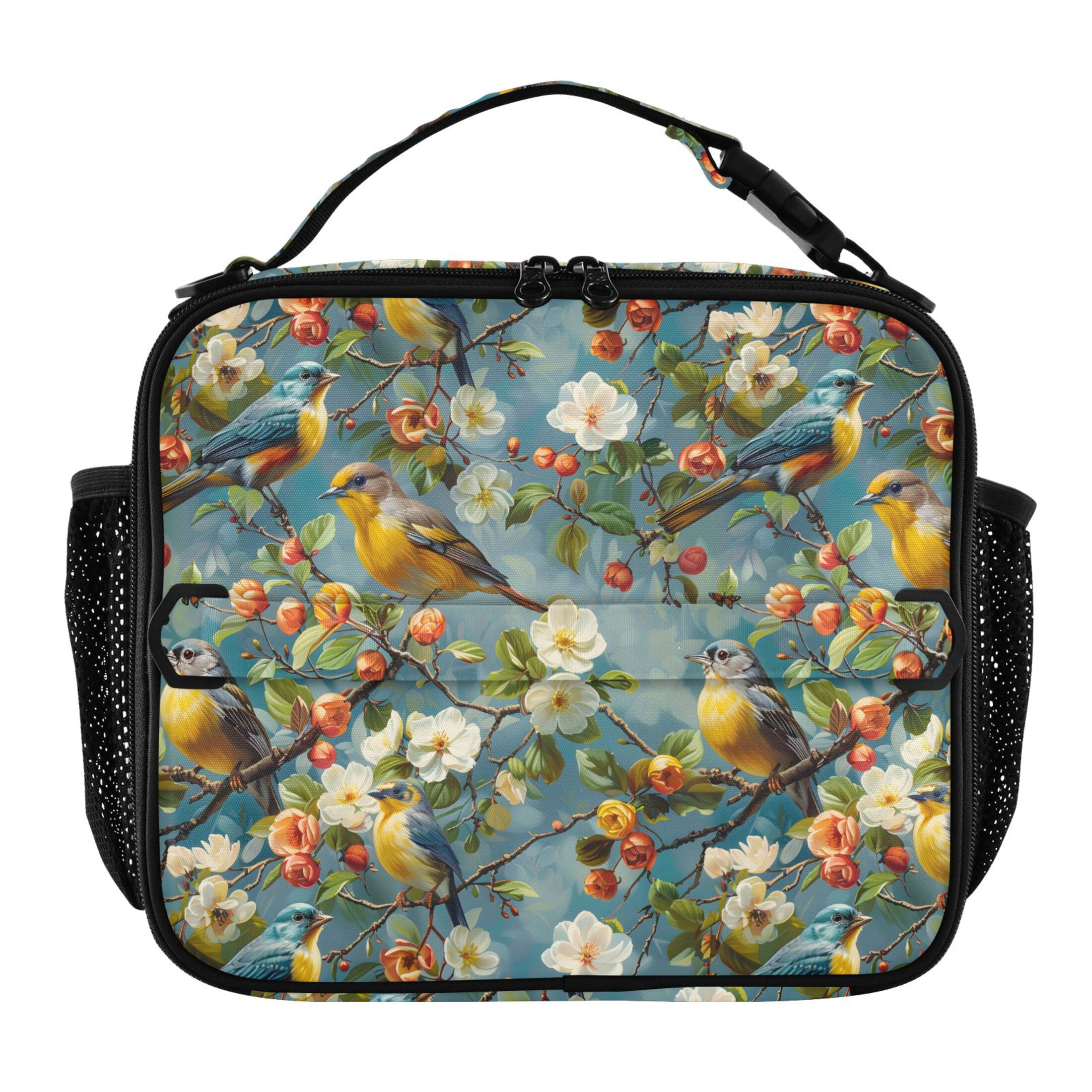 ALAZA Summer Birds Jasmine Flower Lunch Box Insulated Lunch Bag Cooler ...
