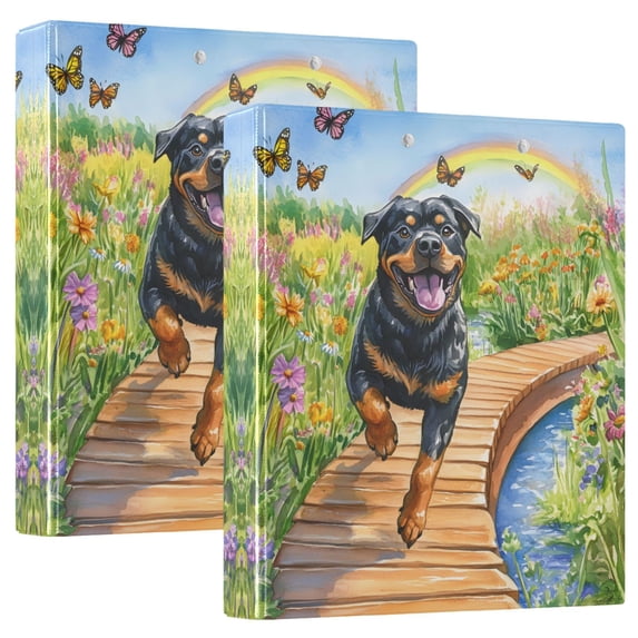 ALAZA Summer Dog Butterfly Flower Hardcover 3 Ring Binder 1.5" D-Rings ...
