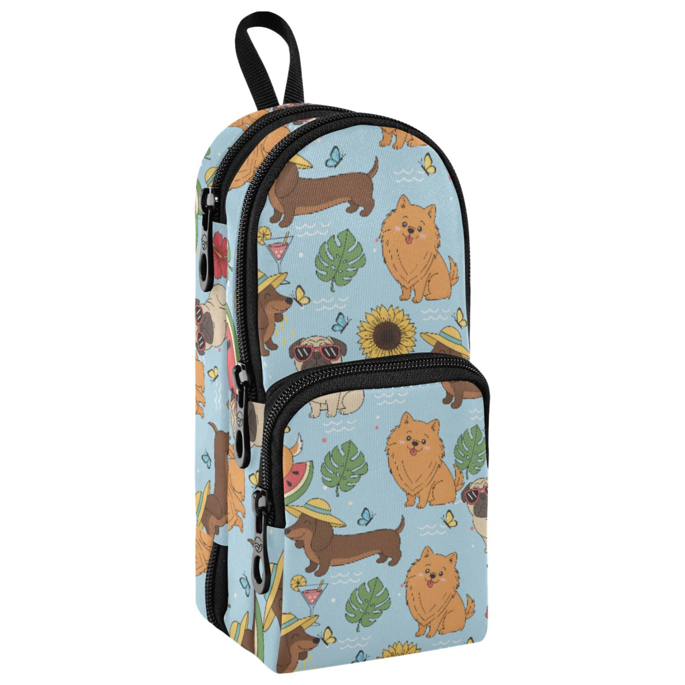 ALAZA Summer Dogs Palm Pencil Case Pen Pouch Stationery Organizer Bag ...
