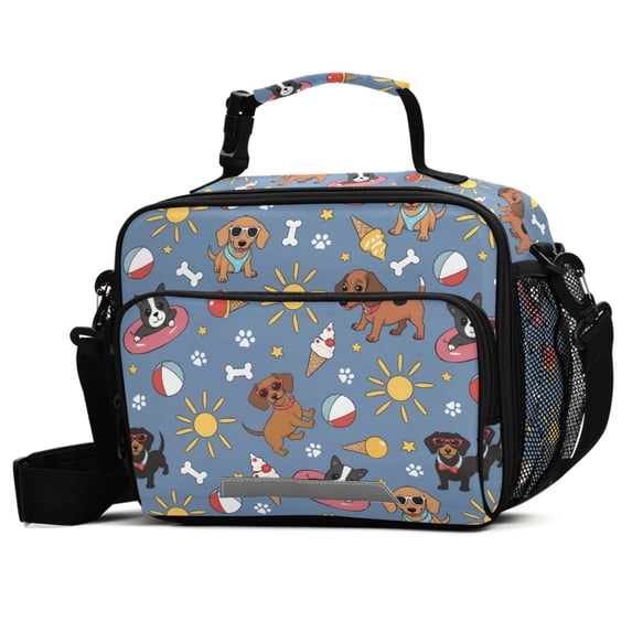 ALAZA Summer Dogs Surface Lunch Box Insulated Cooler Bag Reusable Tote ...