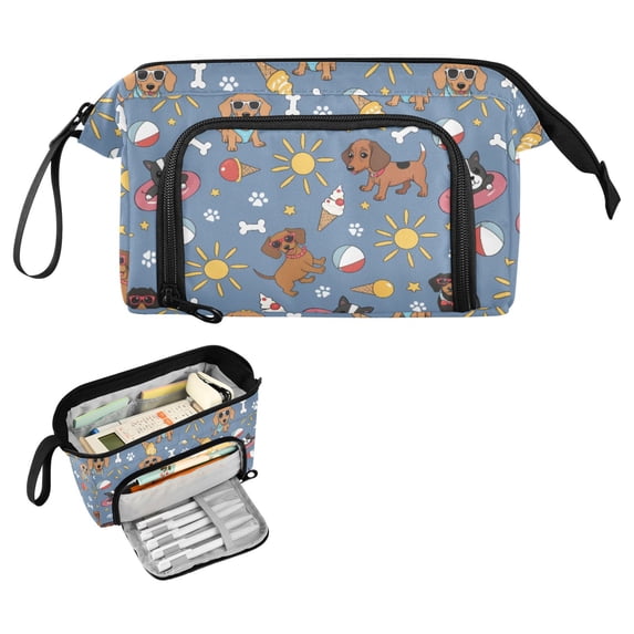ALAZA Summer Dogs Surface Pencil Pouch Big Capacity Pencil Case Zipper ...