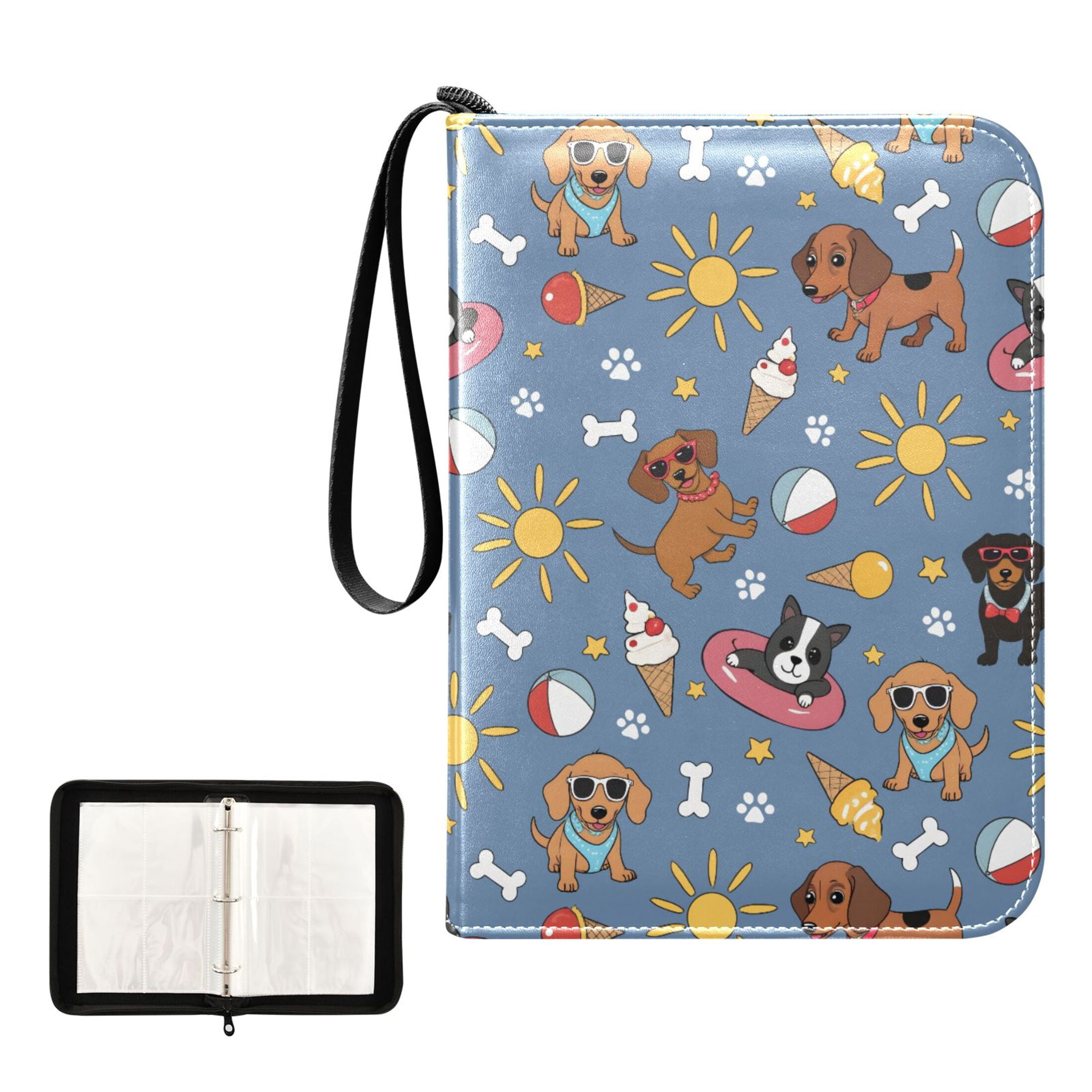 ALAZA Summer Dogs Surface Trading Card Binder 4 Pocket Cards Collection ...