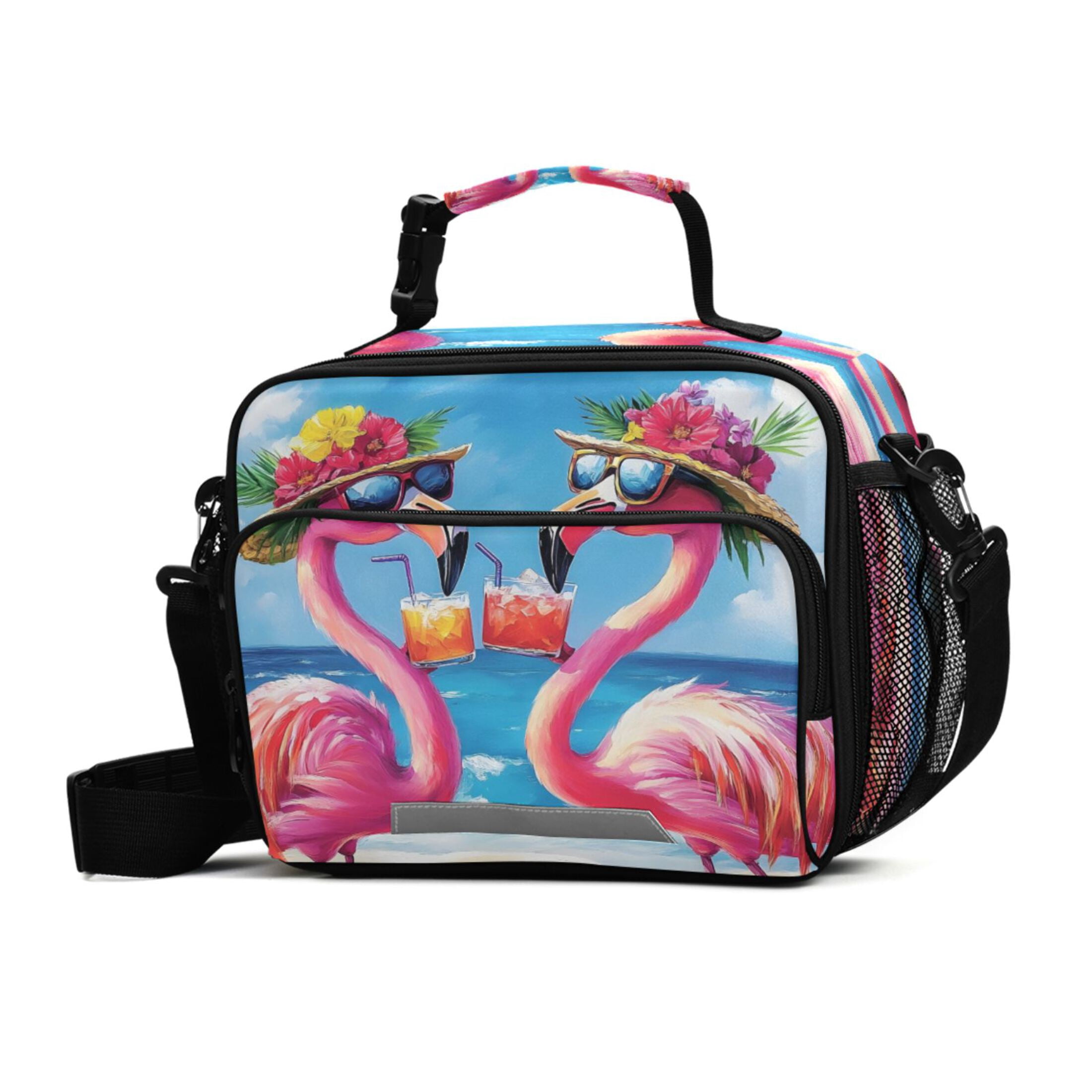 ALAZA Summer Flamingo Lunch Box Insulated Cooler Bag Reusable Tote Bags ...