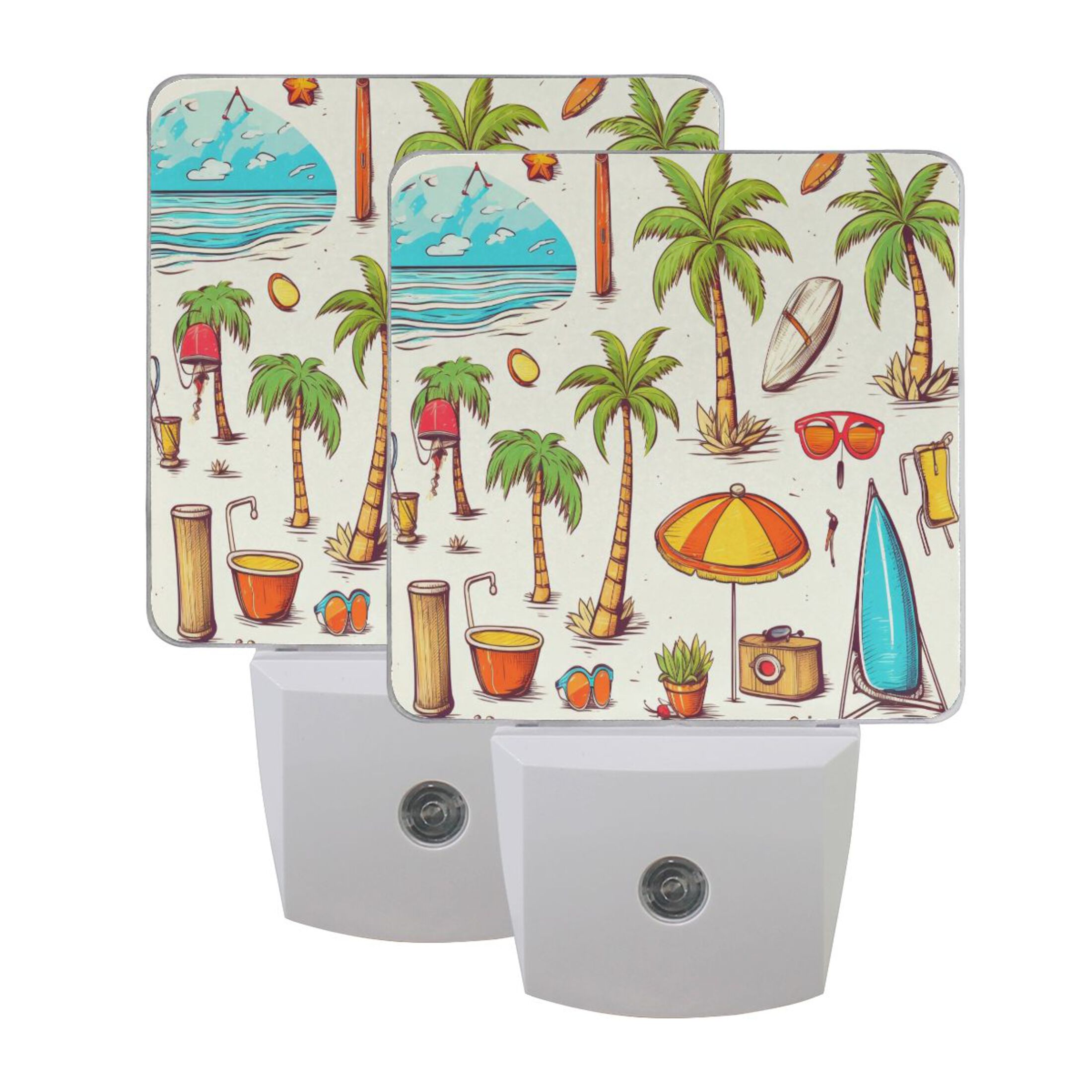 ALAZA Summer Palm Trees Night Lights 2 Pack Plug-in Wall LED Nightlight ...