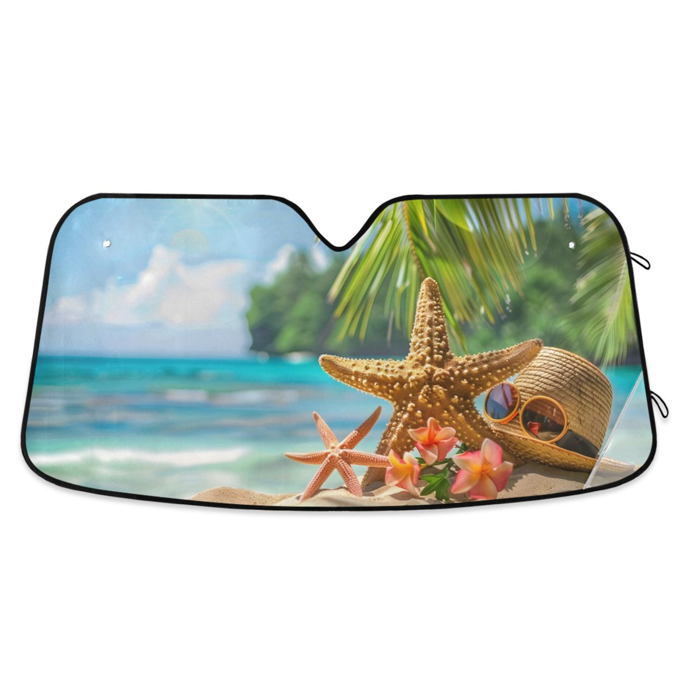 ALAZA Summer Sea Star Beach Windshield Sun Shade Car Foldable Sun Visor ...
