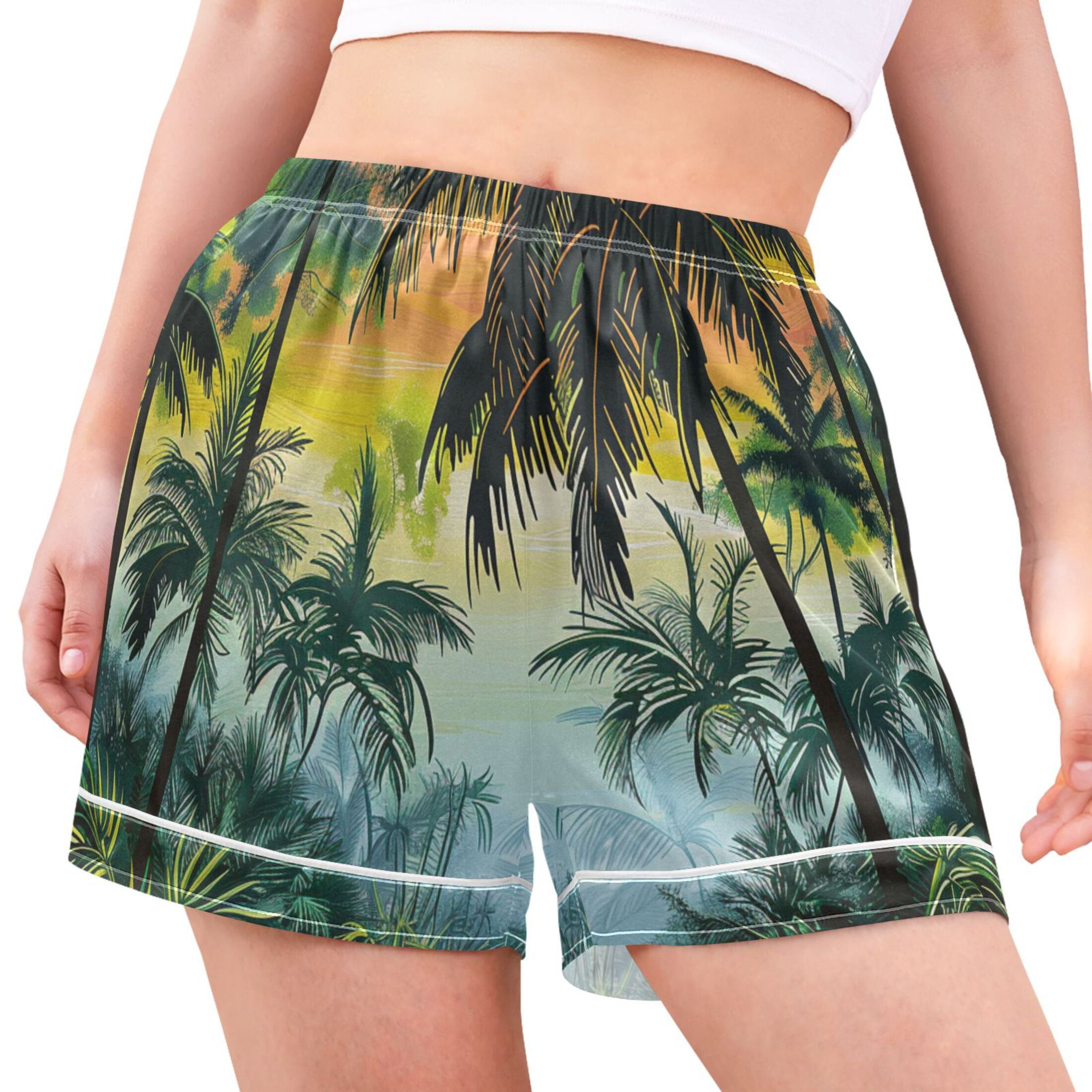 ALAZA Summer Tropical Forest Women's Pajama Lounge Shorts Bottoms Sleep ...