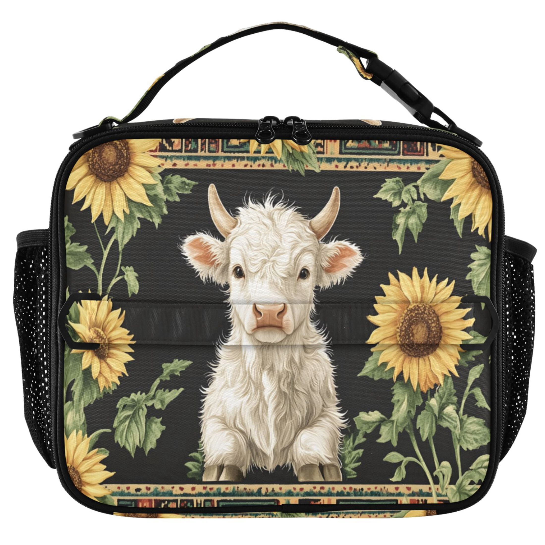 ALAZA Sunflower Highland Cattle Insulated Lunch Box Lunch Bag Cooler ...