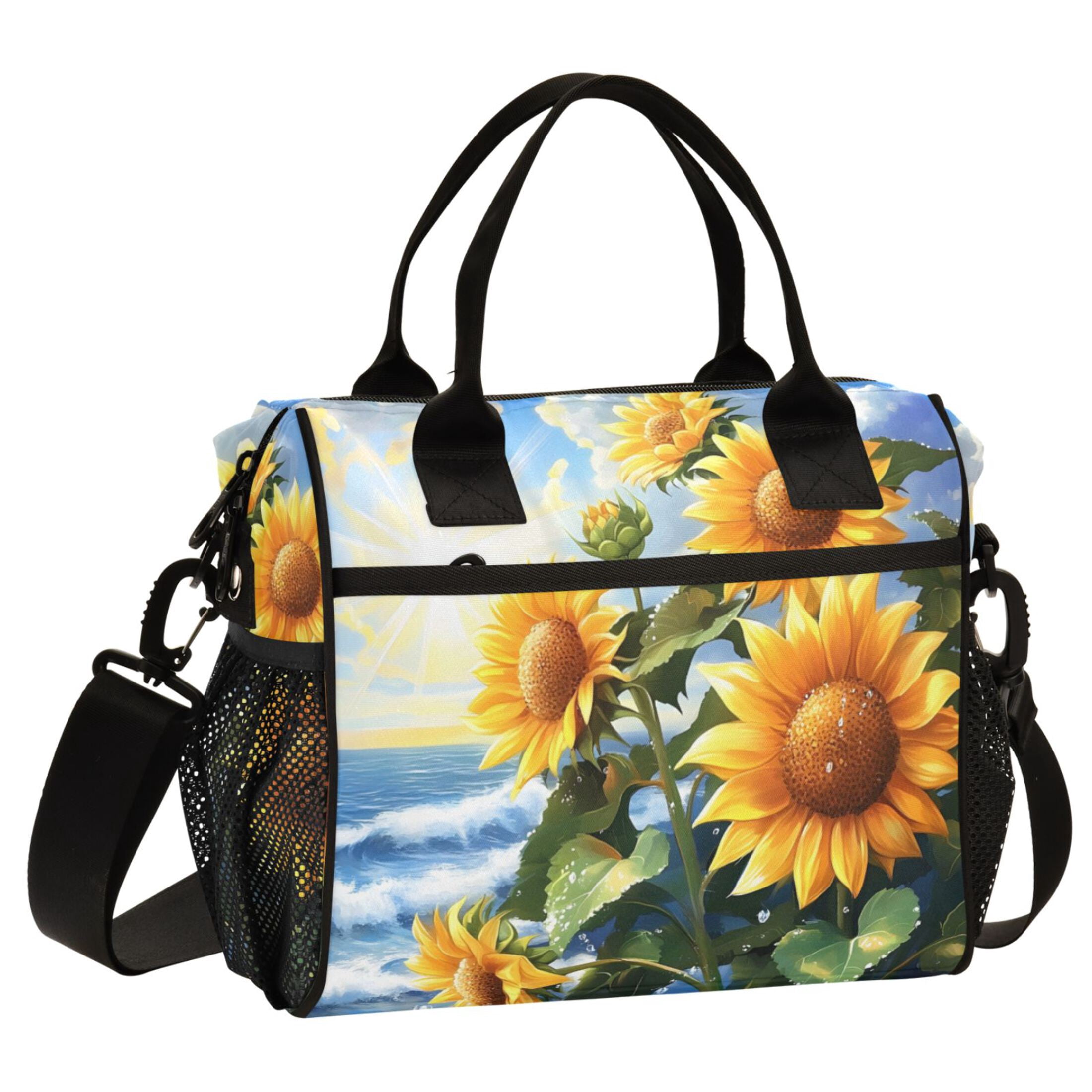 ALAZA Sunflowers Seaside Print Cooler Lunch Bag Insulated Reusable ...