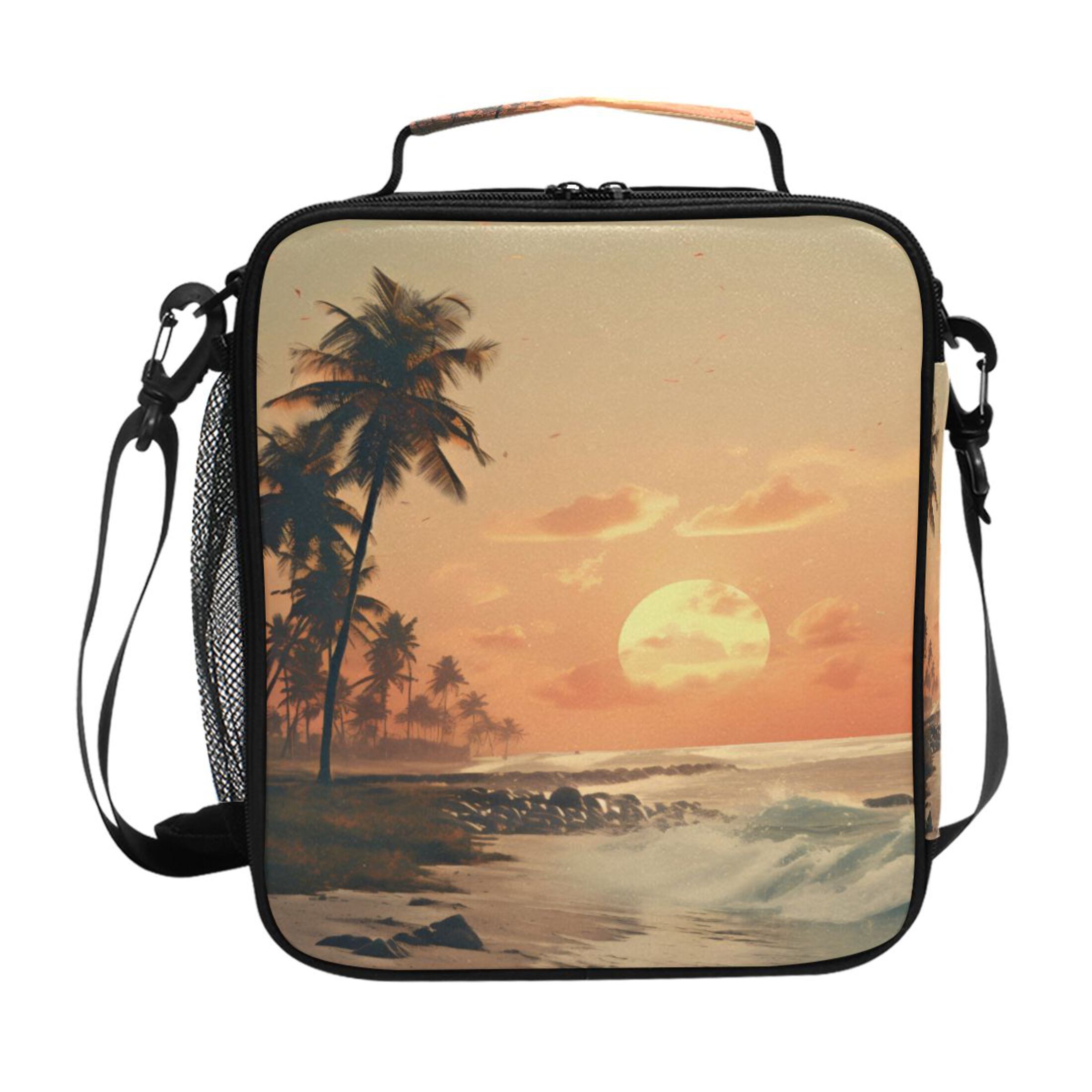 ALAZA Sunset Palm Trees Beach Lunch Box Insulated Lunch Bag Reusable ...