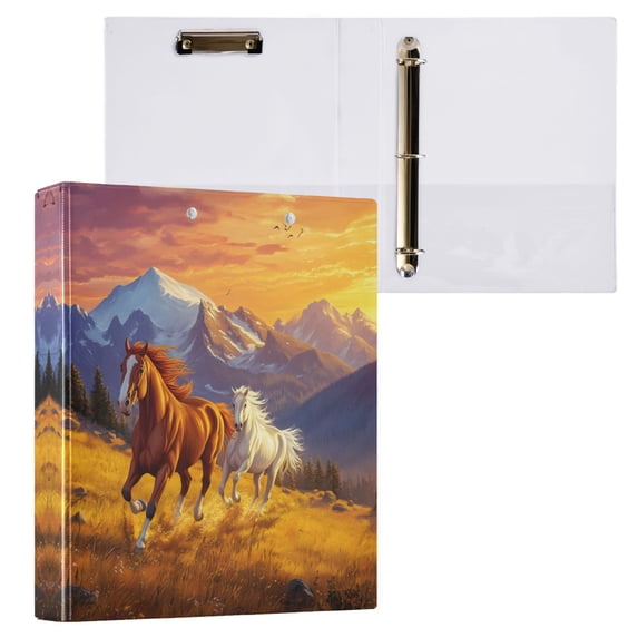 ALAZA Sunset Running Horses1 Hardcover 3 Ring Binder 1.5" D-Rings with ...
