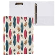ALAZA Surfboard Palm Leaves Hardcover 3 Ring Binder 1.5" D-Rings with ...