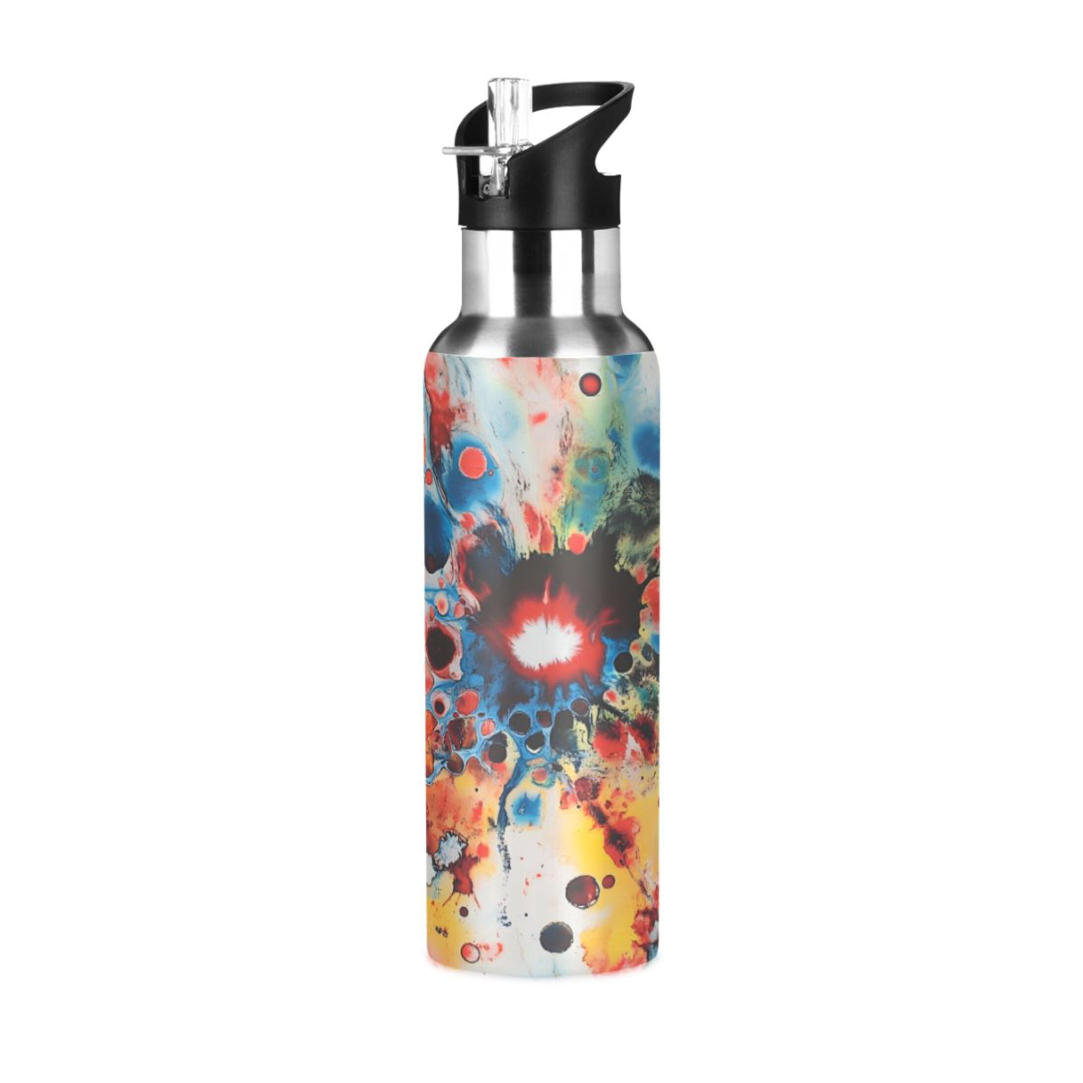 ALAZA Swirl Art Tie Dye Water Bottle Insulated Flask Stainless Steel ...