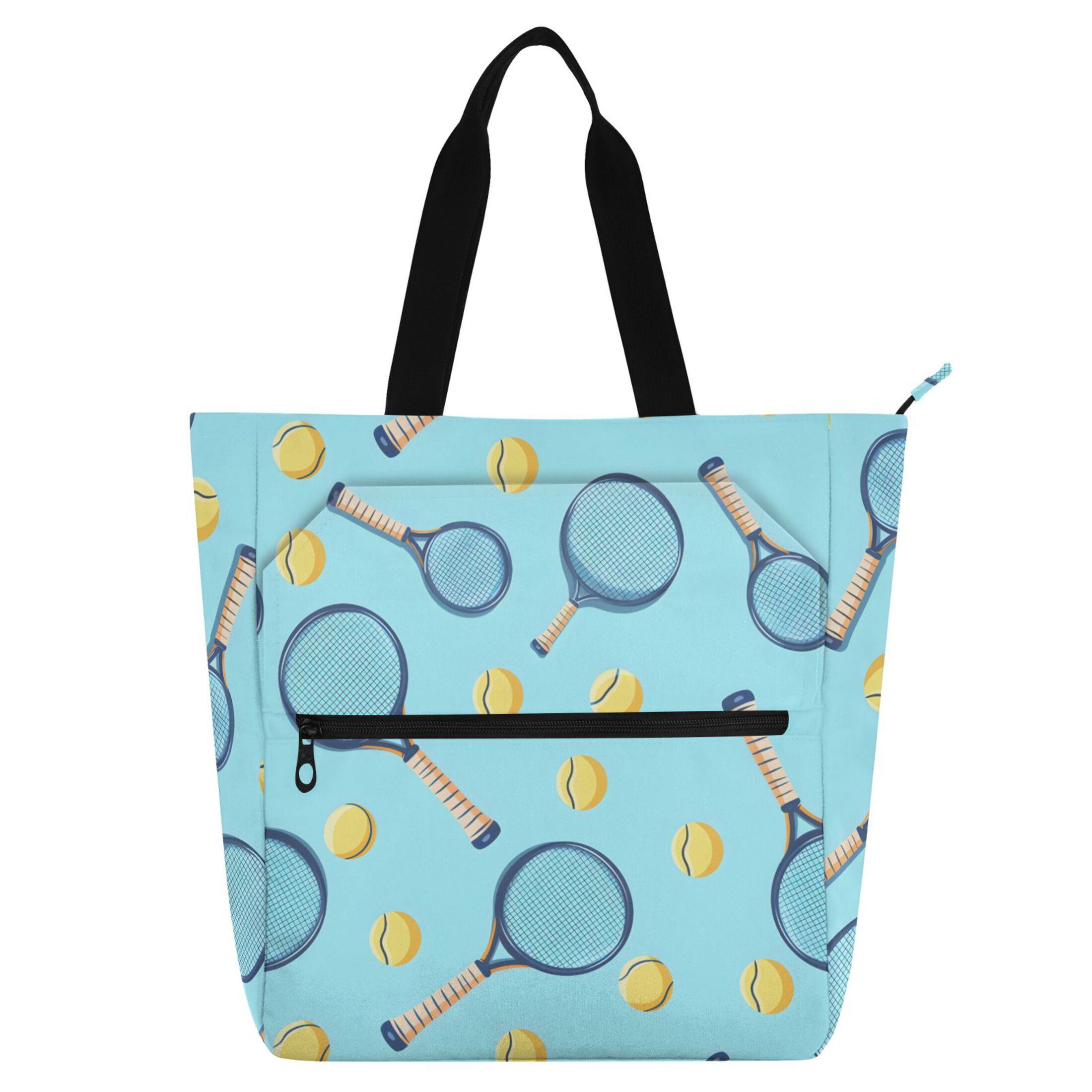 ALAZA Tennis Racket Ball on Blue School Book Bag Kids Tote Bags Handbag ...