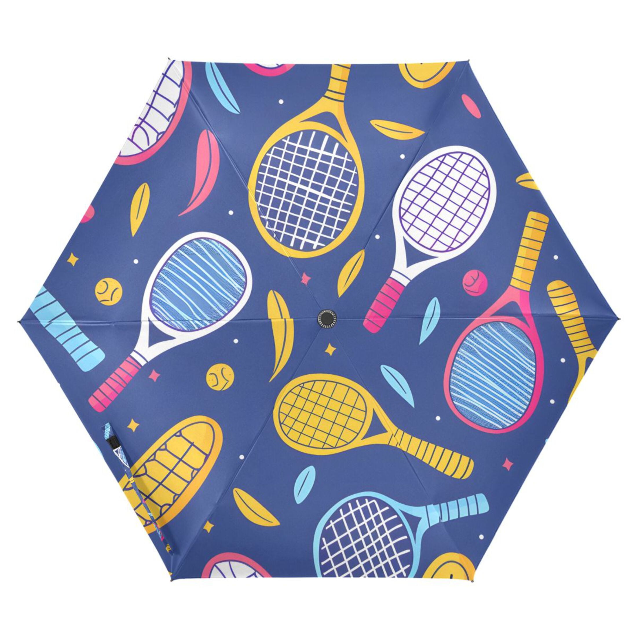ALAZA Tennis Racket Balls UPF 50+ Compact Folding Umbrella for Rain ...