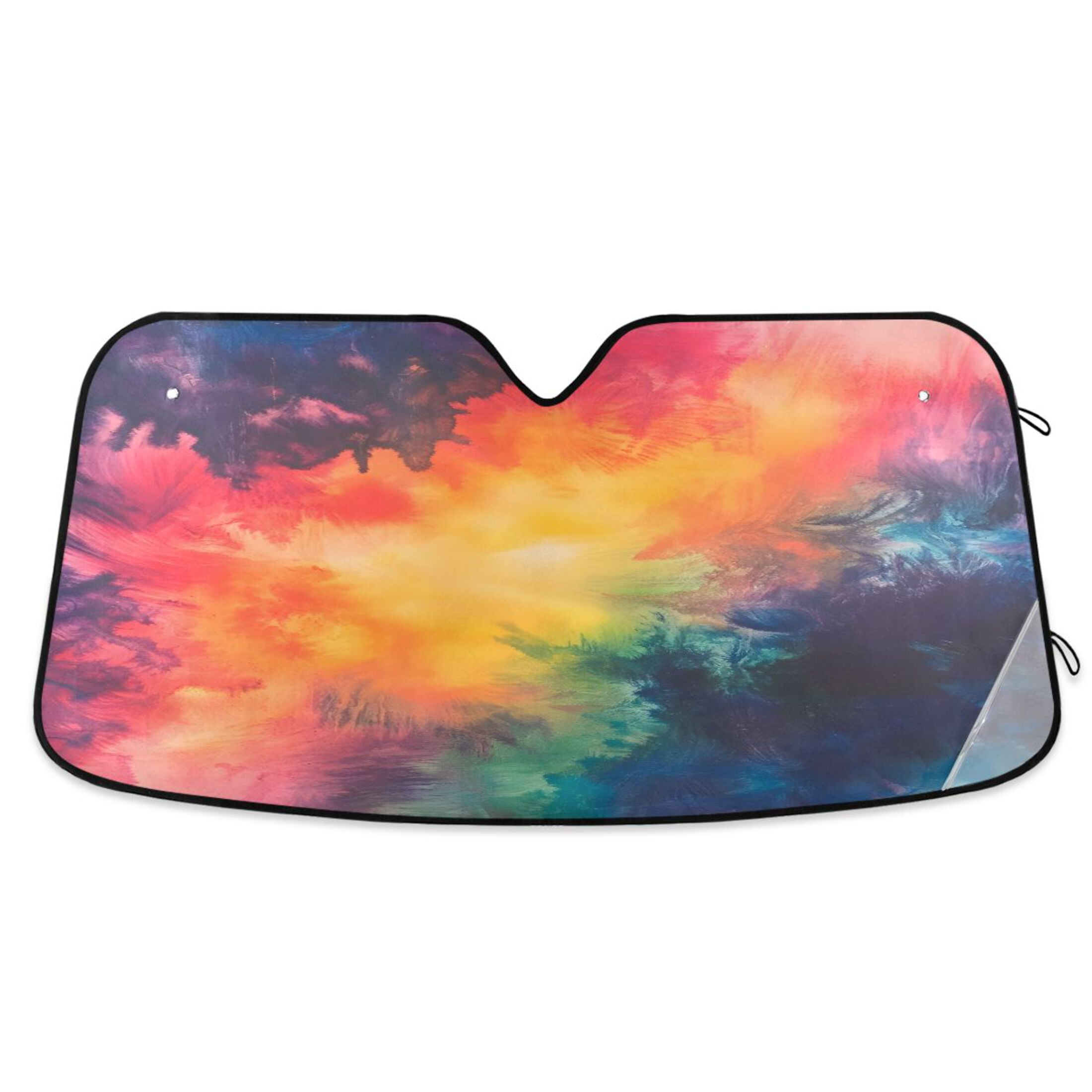 ALAZA Tie Dye Print Windshield Sun Shade Car Foldable Sun Visor Block ...