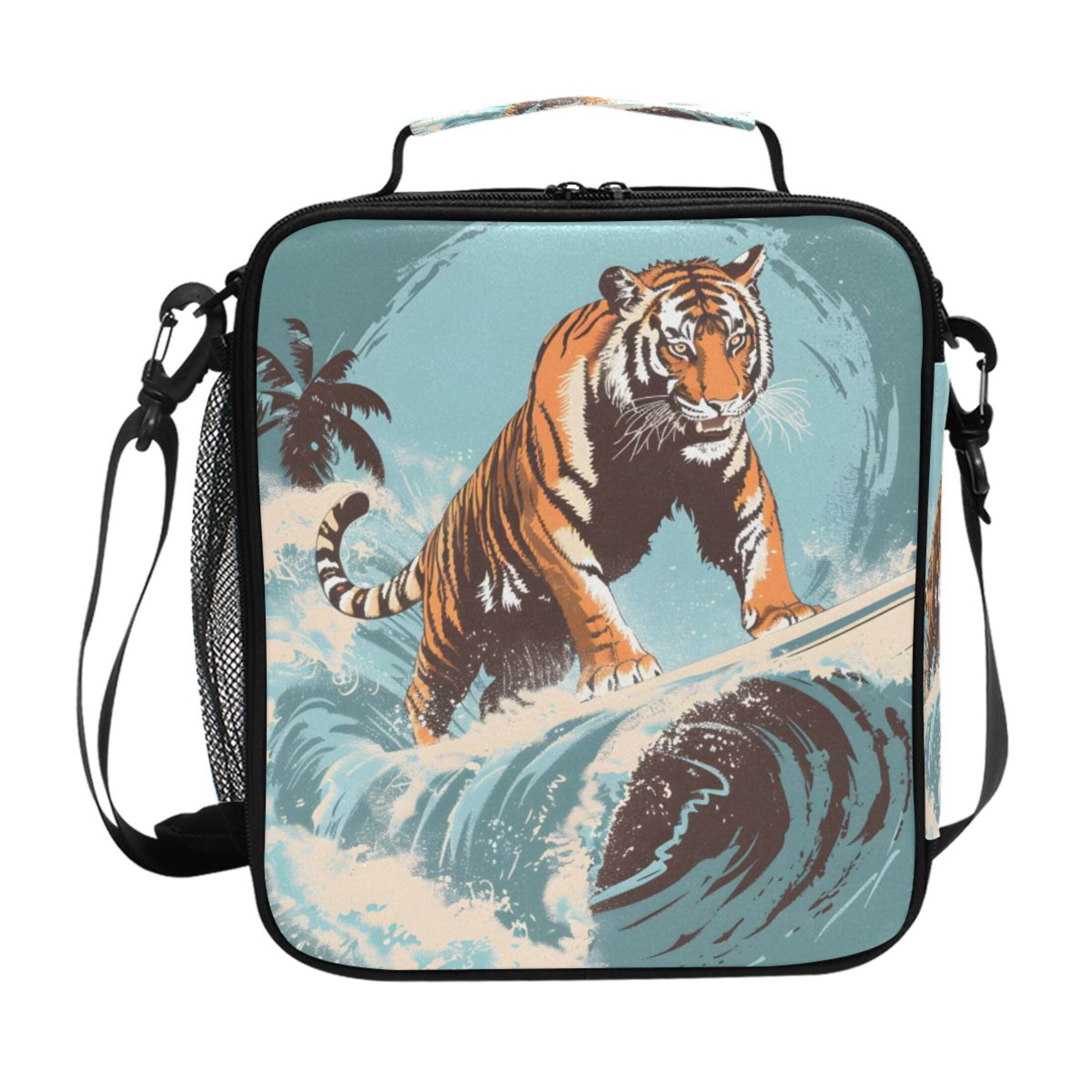 ALAZA Tiger Surfing Lunch Box Insulated Lunch Bag Reusable Thermal ...