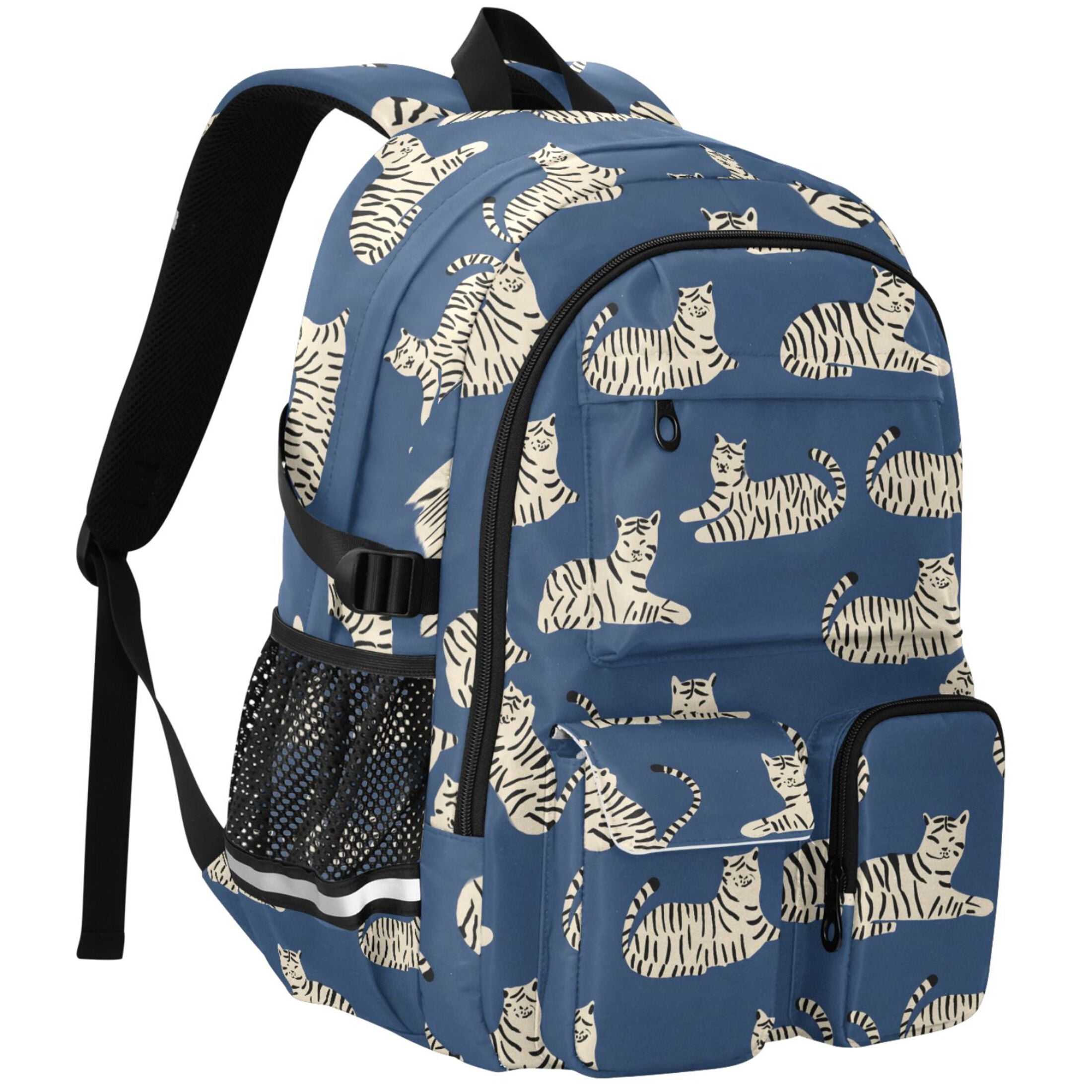 ALAZA Tiger on Blue Print Student Backpack School Bookbag Large Laptop ...