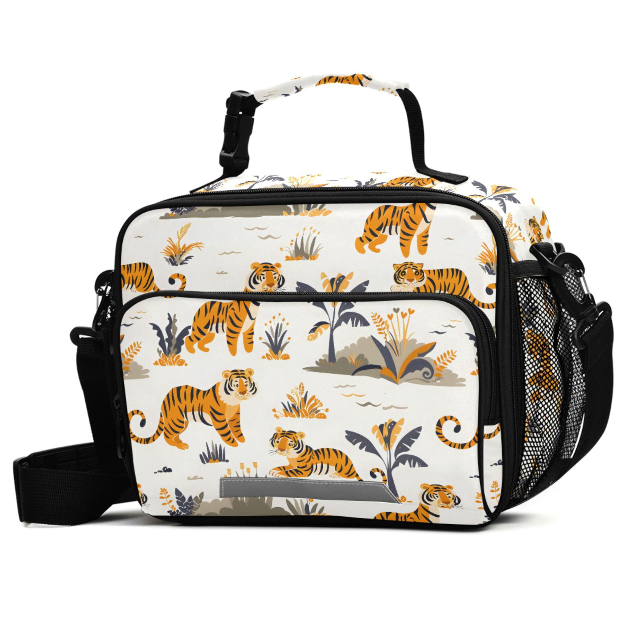 ALAZA Tigers and Palm Leaves Lunch Box Insulated Cooler Bag Reusable ...