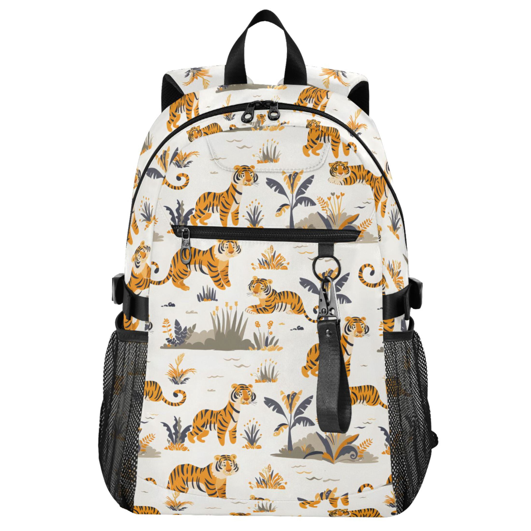 ALAZA Tigers and Palm Leaves Pattern School Backpack Travel Laptop Bag ...
