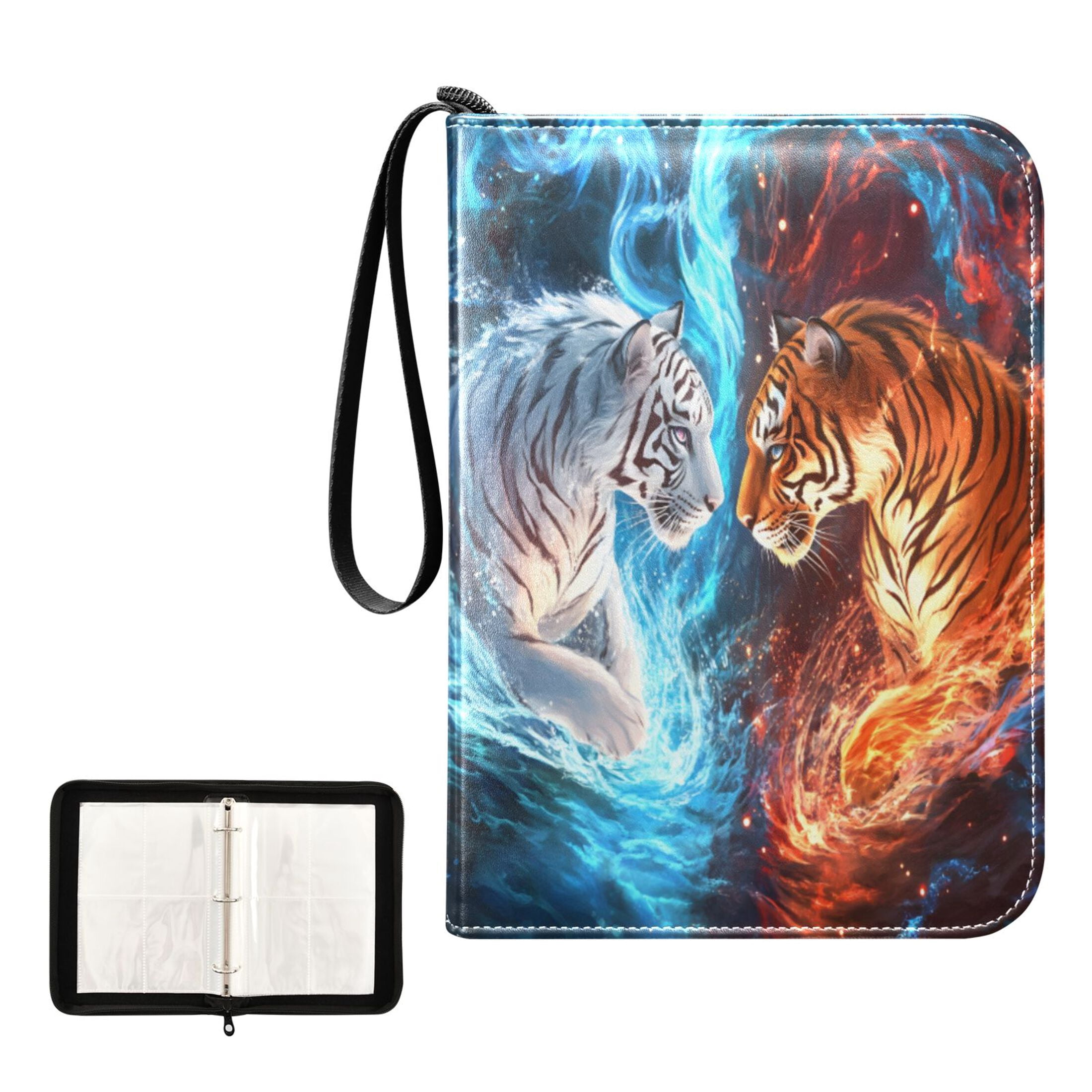 ALAZA Tigers with Water Fire Trading Card Binder 4 Pocket Cards ...