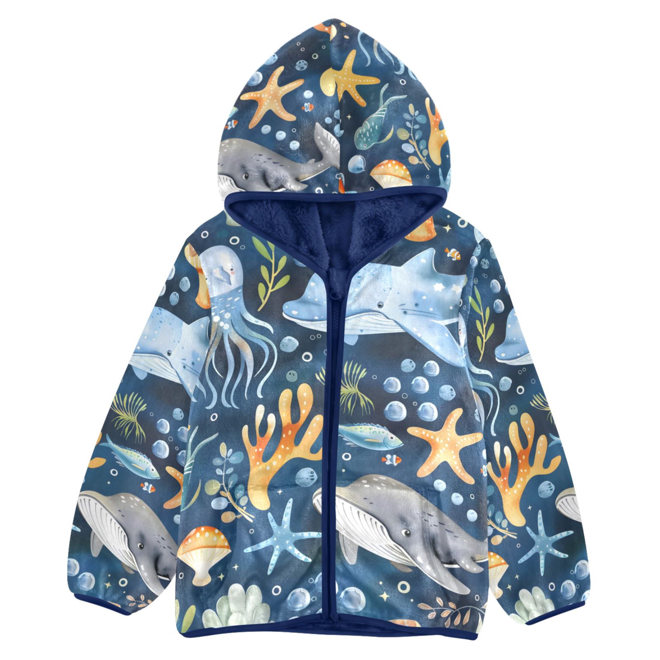 ALAZA Toddler Polar Fleece Jacket Dolphins under Watercolor Sea Kids ...