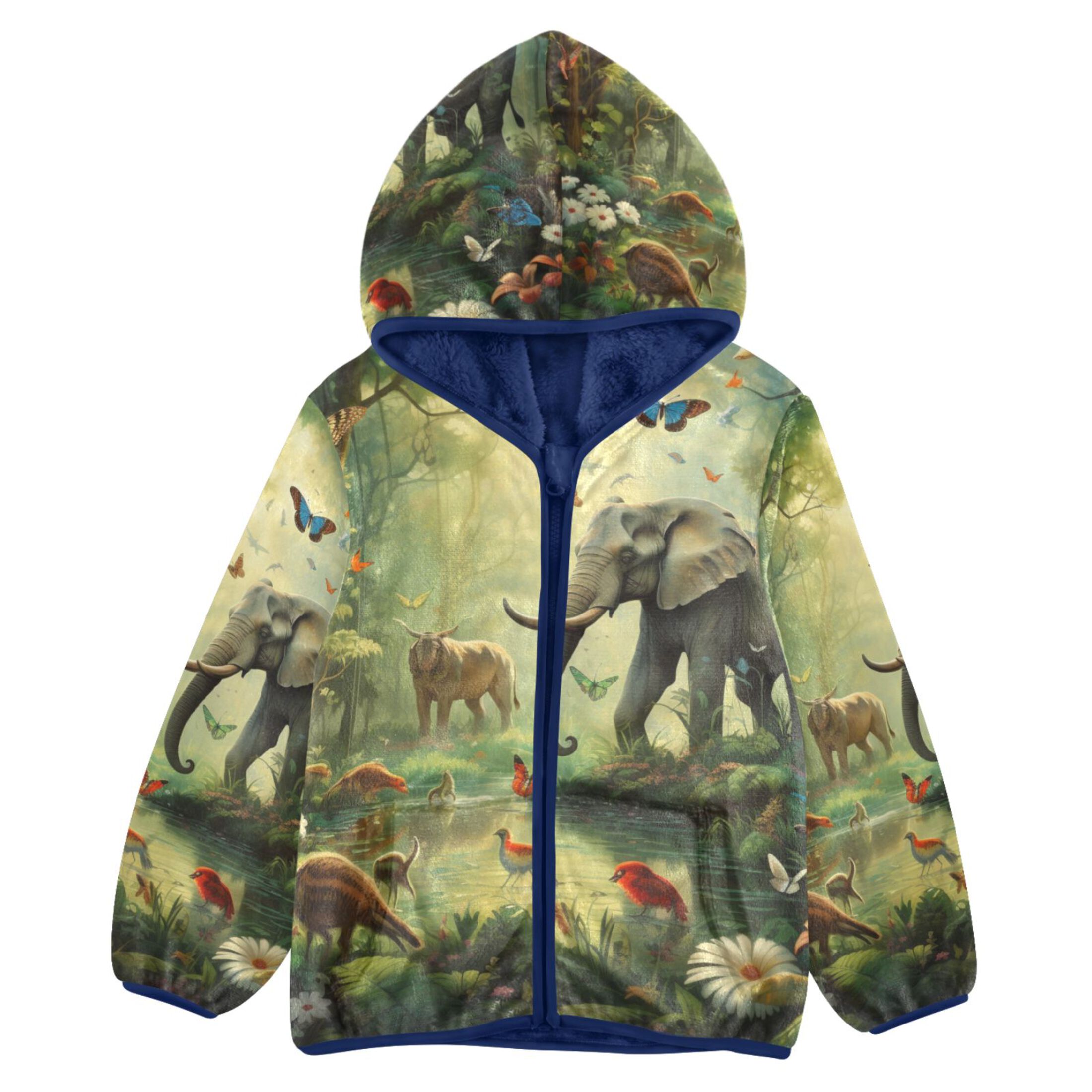 ALAZA Toddler Polar Fleece Jacket Elephant Animals Butterflies in ...