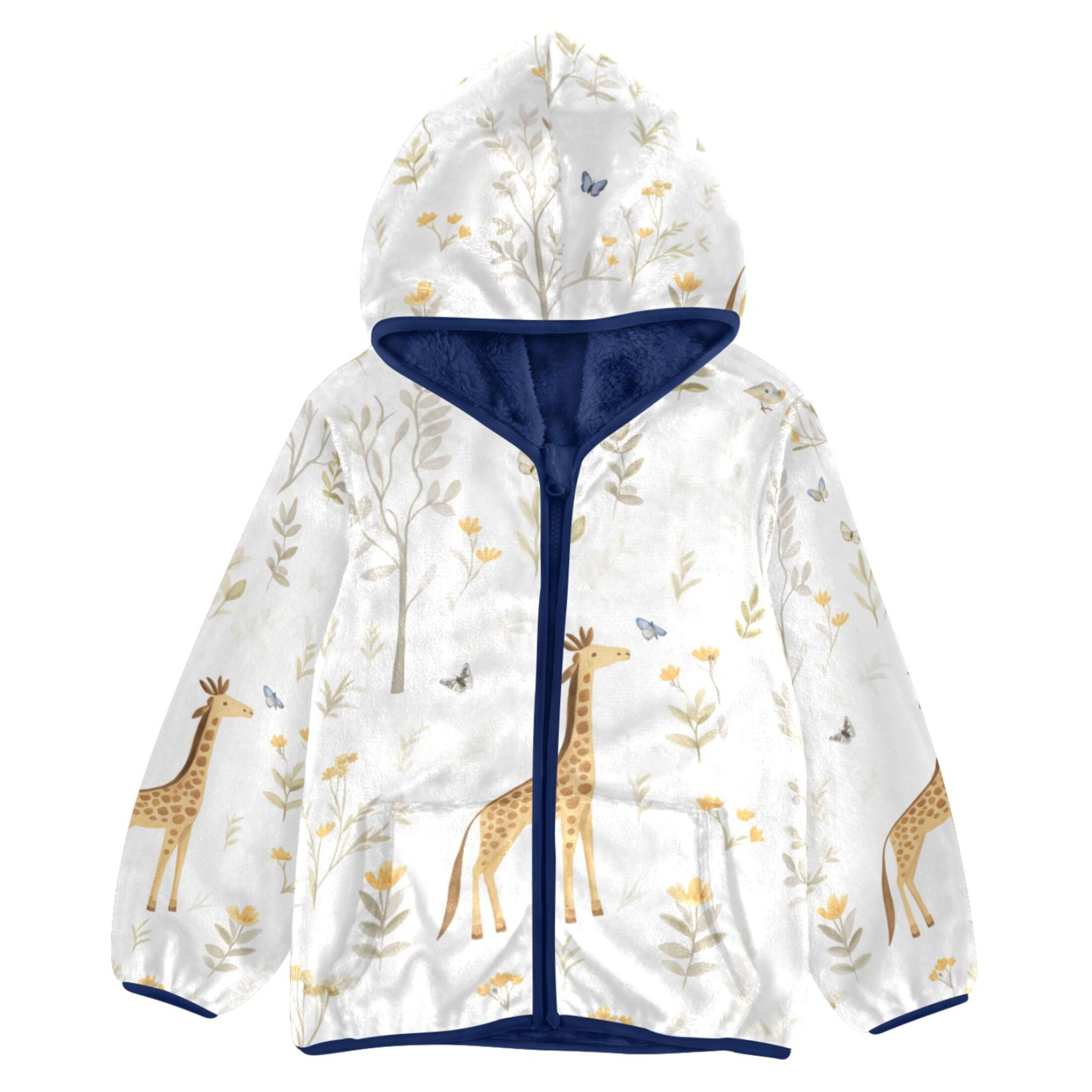 ALAZA Toddler Polar Fleece Jacket Giraffe in Trees Kids Hooded Warm ...