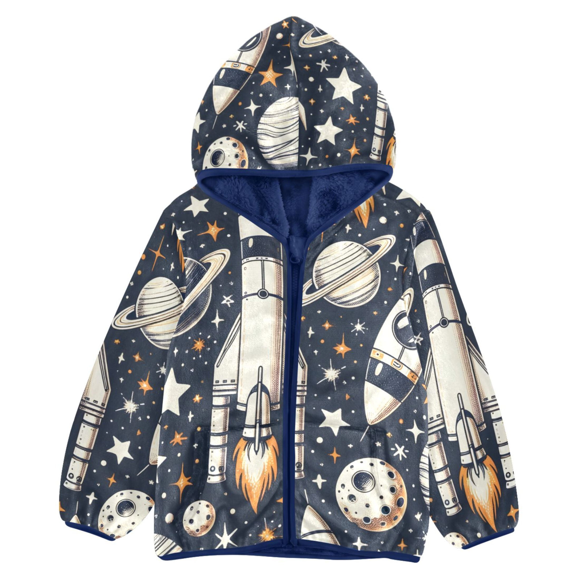 ALAZA Toddler Polar Fleece Jacket Universe Outer Space Rocket Kids ...
