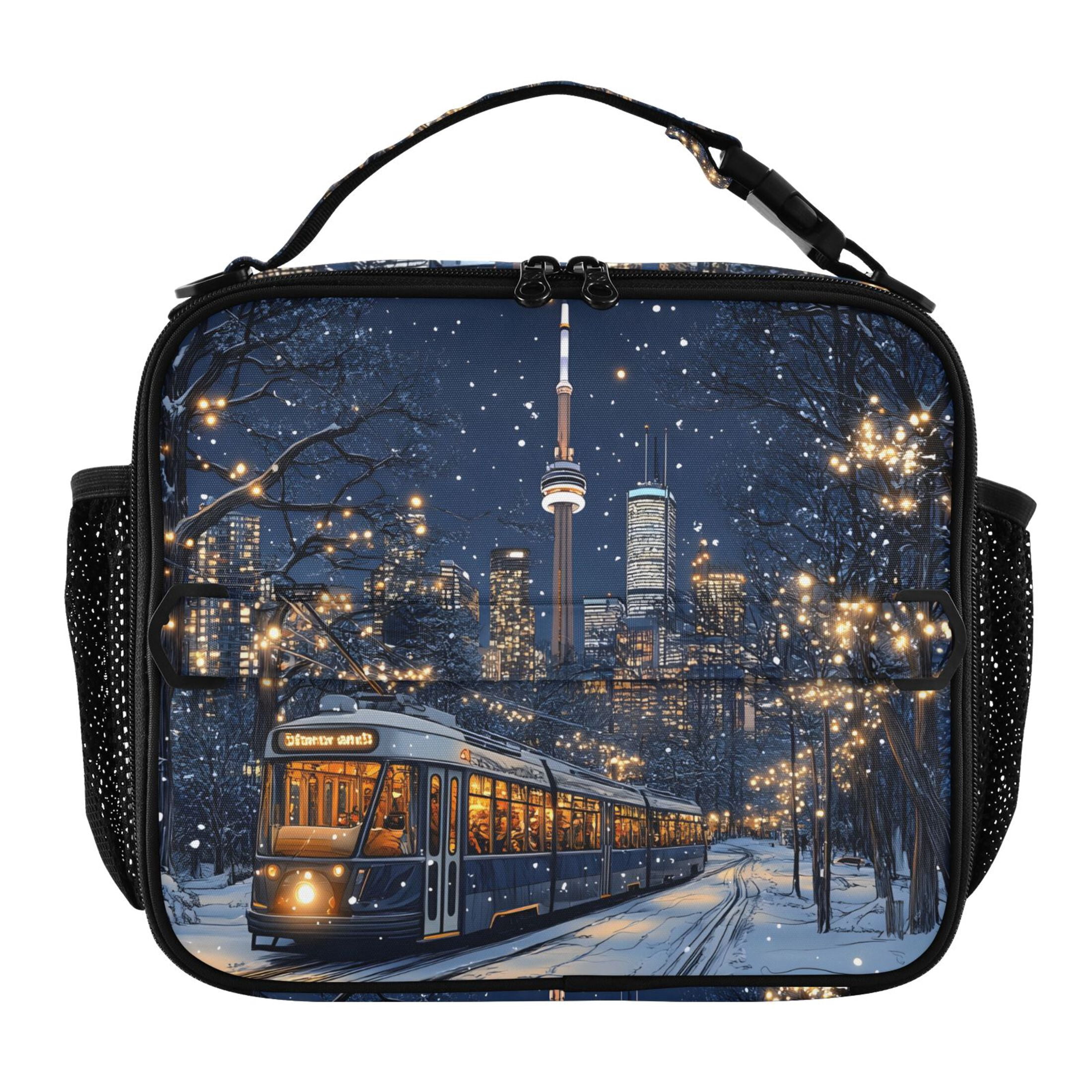 ALAZA Train Winter View Lunch Box Insulated Lunch Bag Cooler Tote with ...
