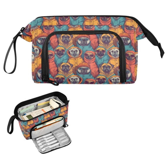 ALAZA Trendy Pug and Bulldog Pencil Pouch Big Capacity Pencil Case ...