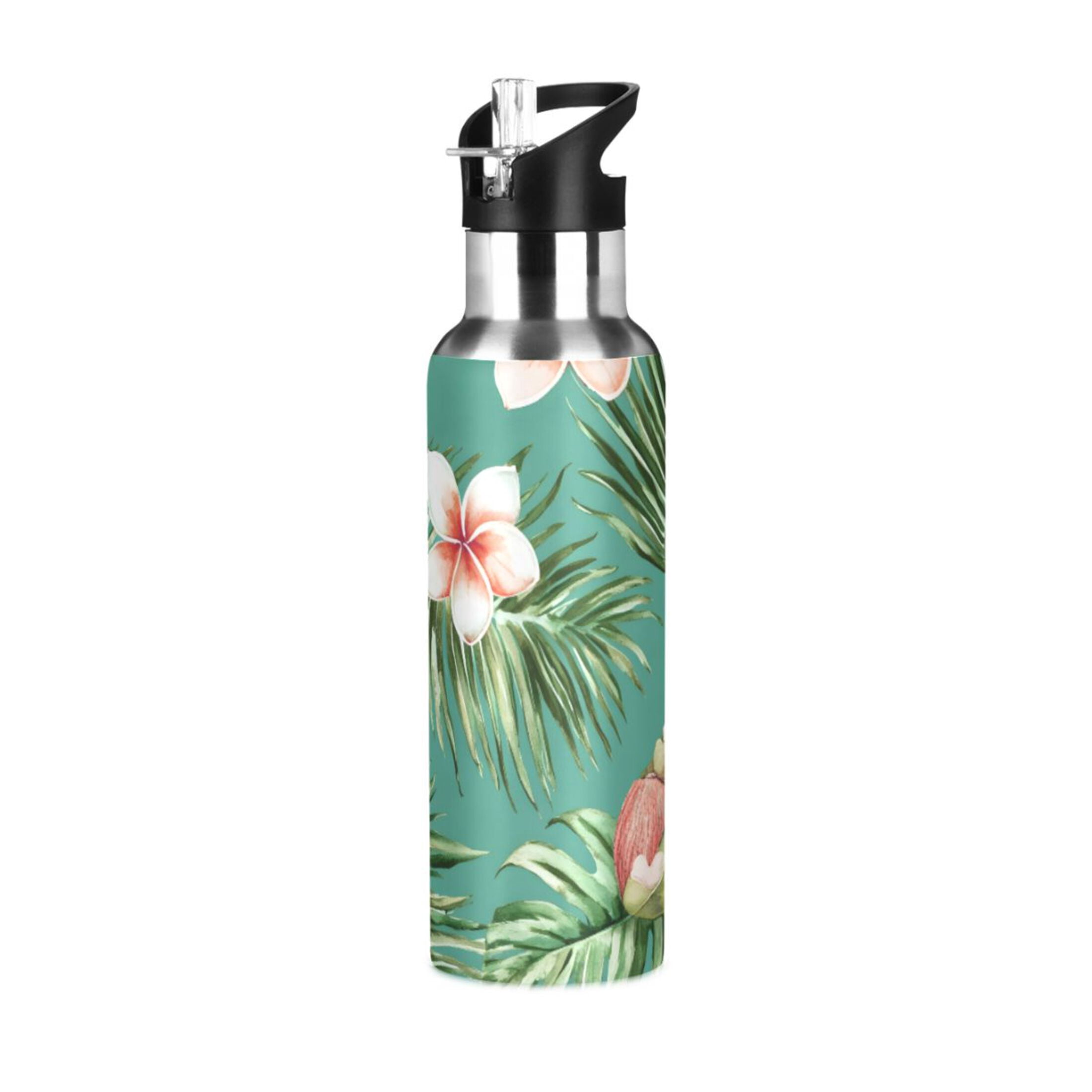 ALAZA Tropical Coconut Leaves Water Bottle Insulated Flask Stainless ...