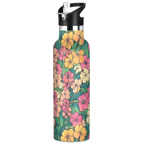 ALAZA Tropical Flowers-t2 Pattern Stainless Steel Water Bottle Vacuum ...
