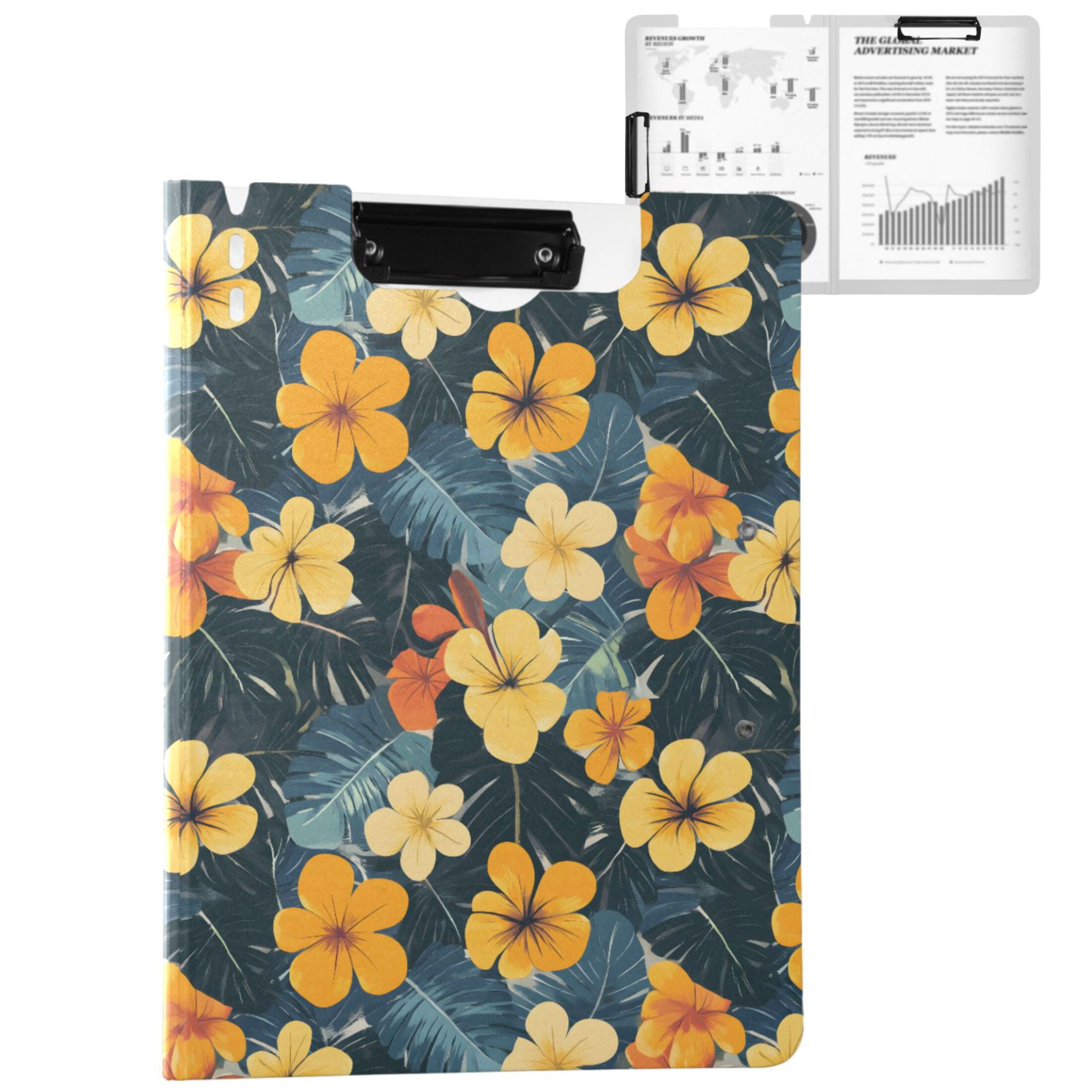 ALAZA Tropical Leaf Flower A4 Foldable Clipboard 360 Degree Folder ...