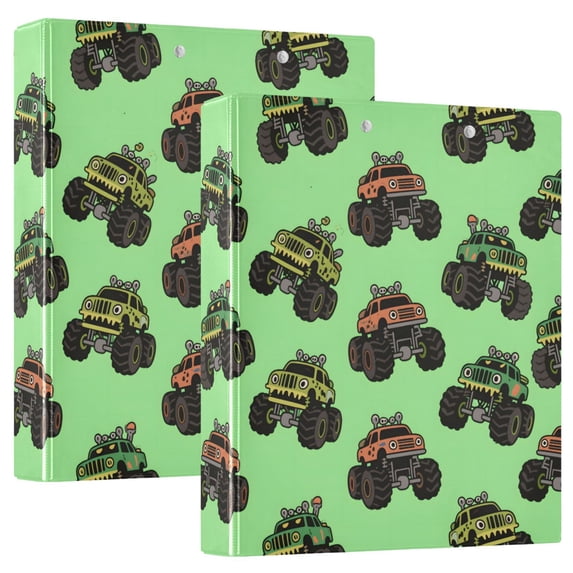 ALAZA Trucks Cartoon Green Hardcover 3 Ring Binder 1.5" D-Rings with ...