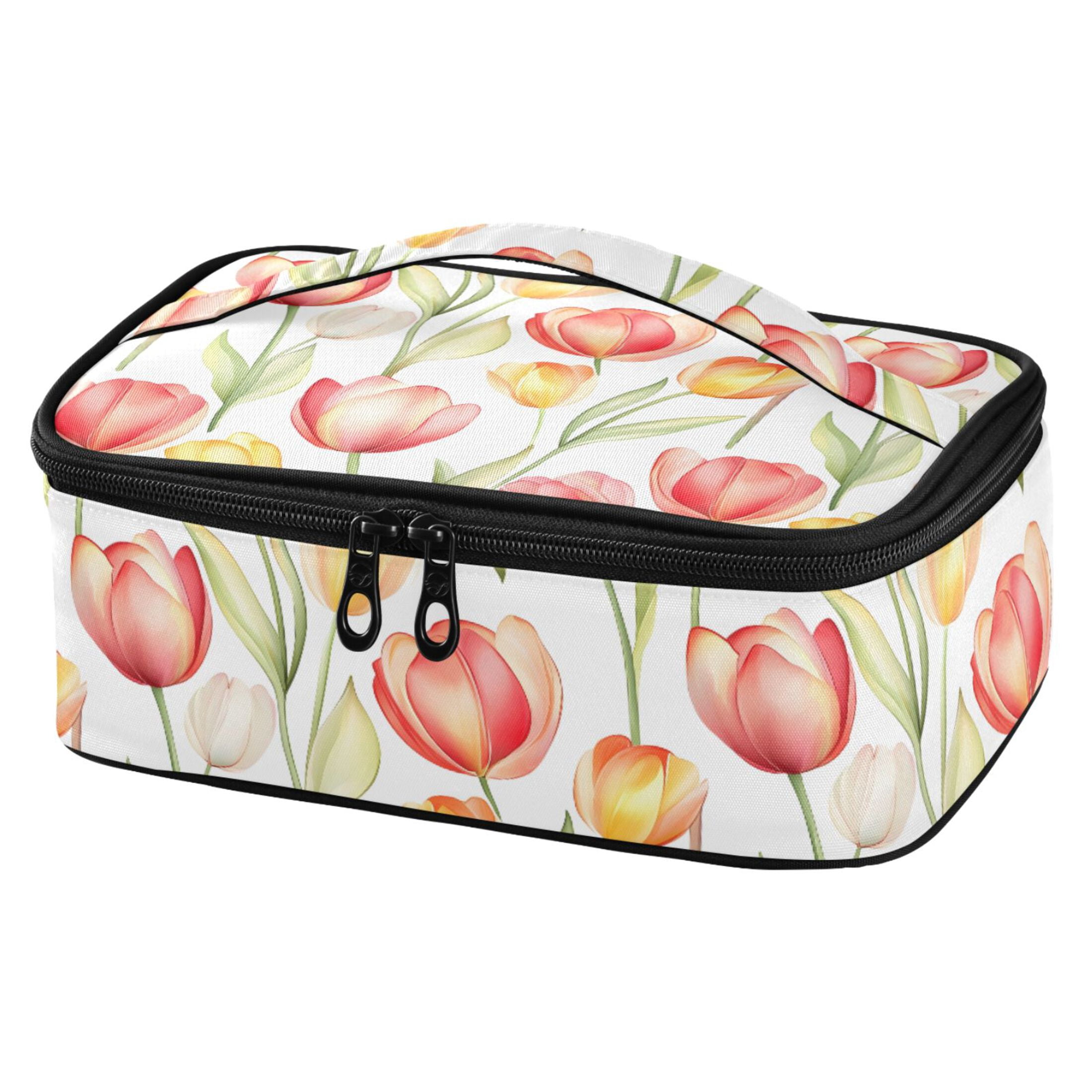 ALAZA Tulip Flowers Lunch Box Insulated Cooler Tote Bag Reusable School ...
