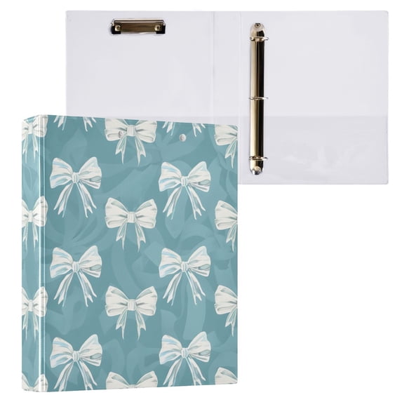 ALAZA Turquoise Bows Hardcover 3 Ring Binder 1.5" D-Rings with Interior ...